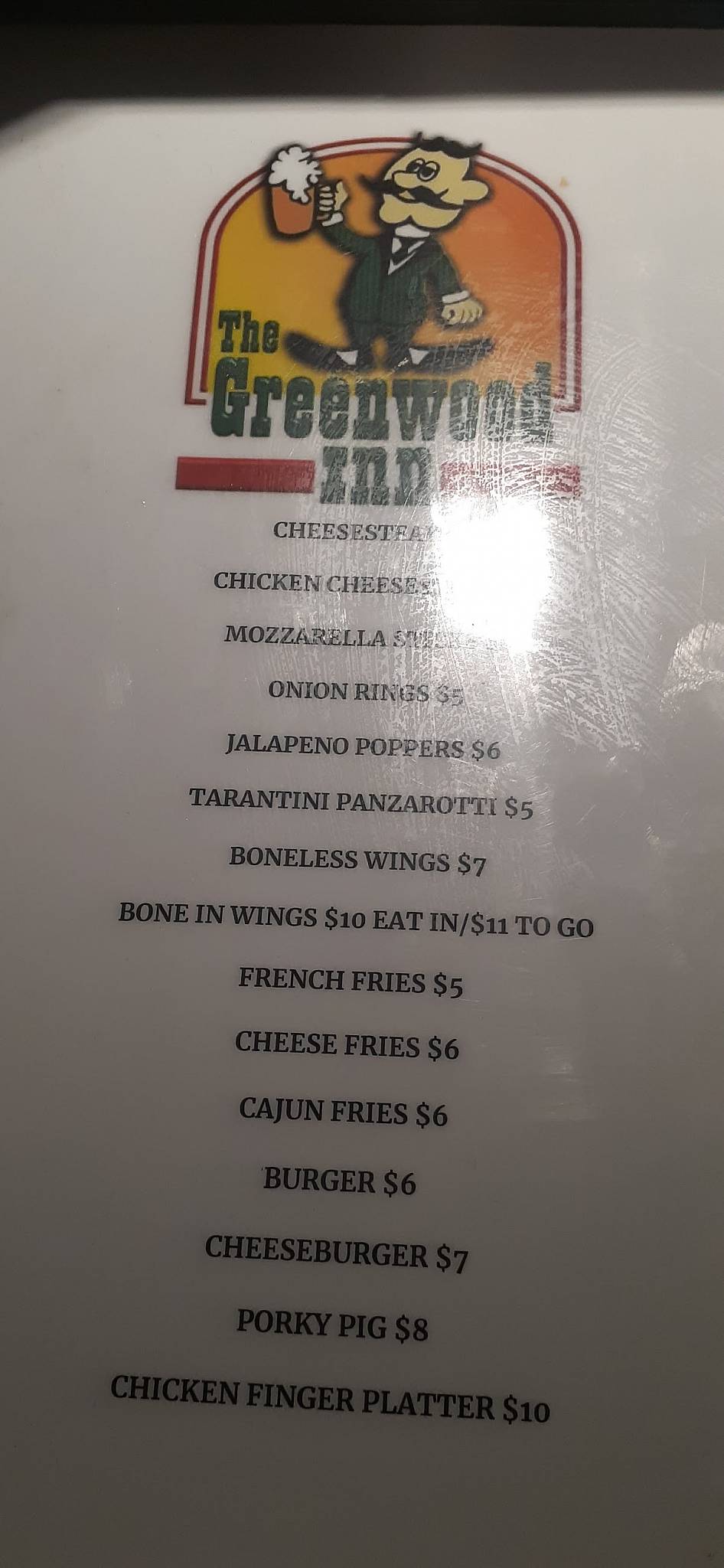 Menu at Greenwood Inn pub & bar, Pennsauken Township