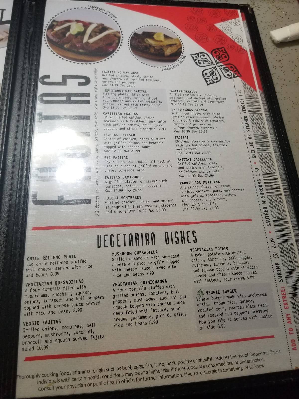 Menu at No Way Jose restaurant, Greenwood