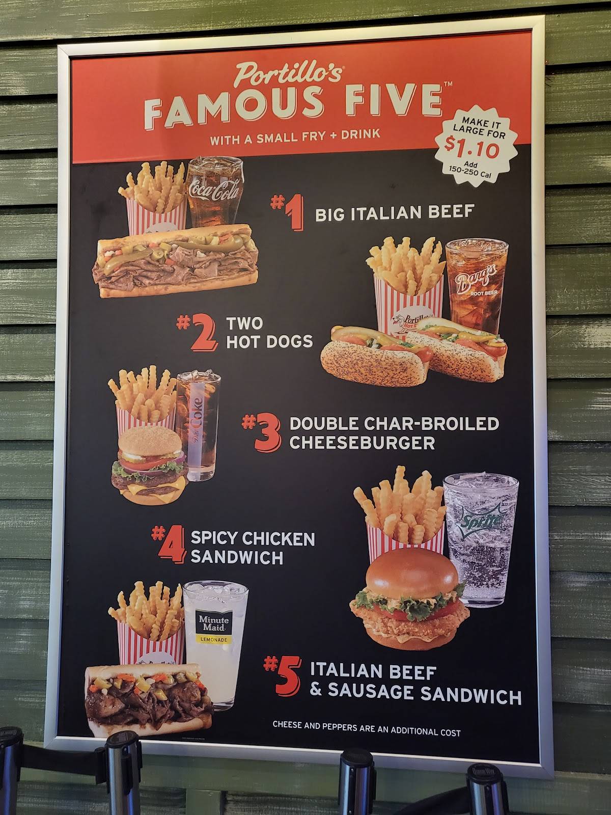 Menu at Portillo’s Indianapolis-IN fast food, Indianapolis, US 31 S