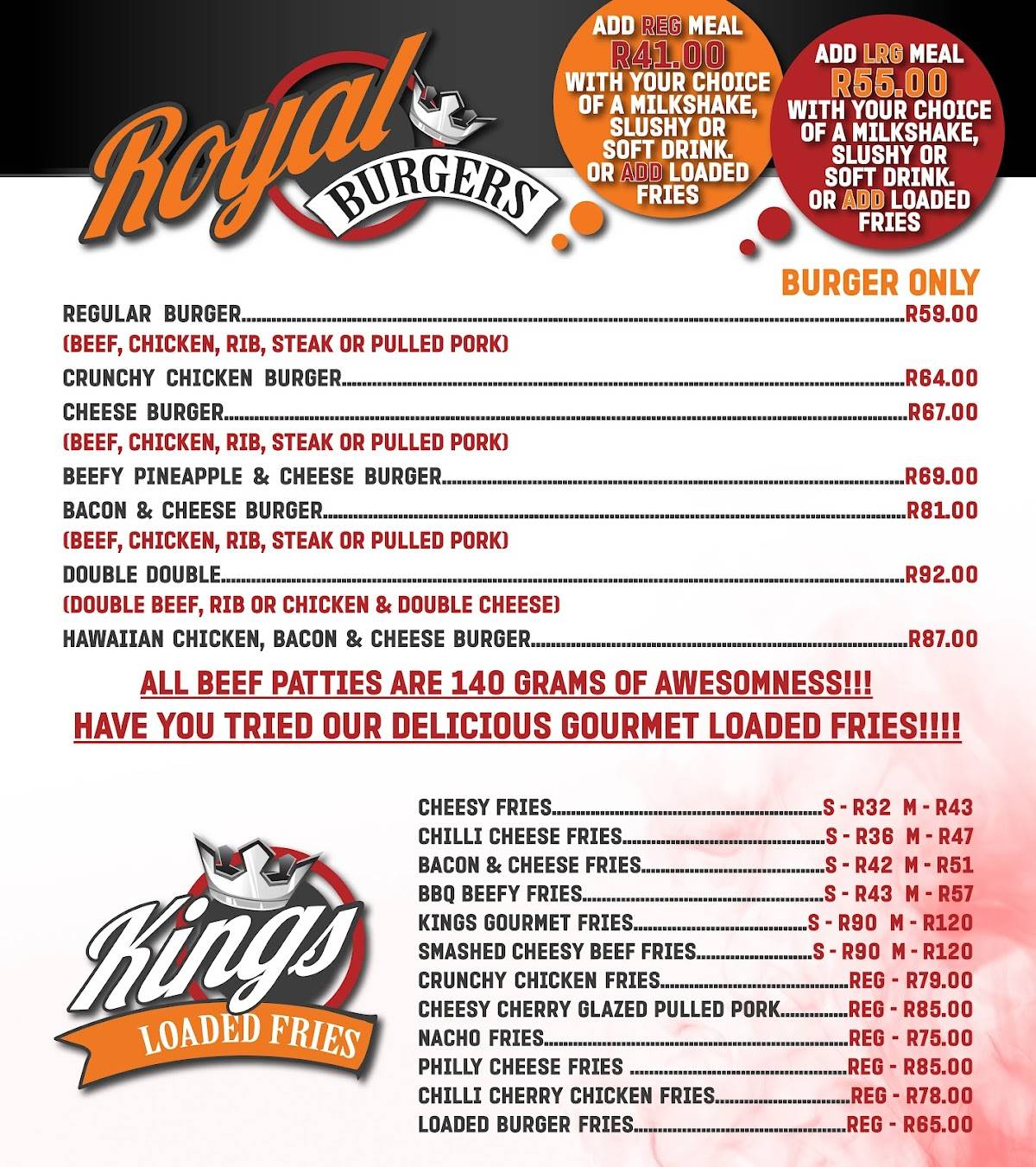 Menu at Grill King Sunward Park restaurant, Boksburg