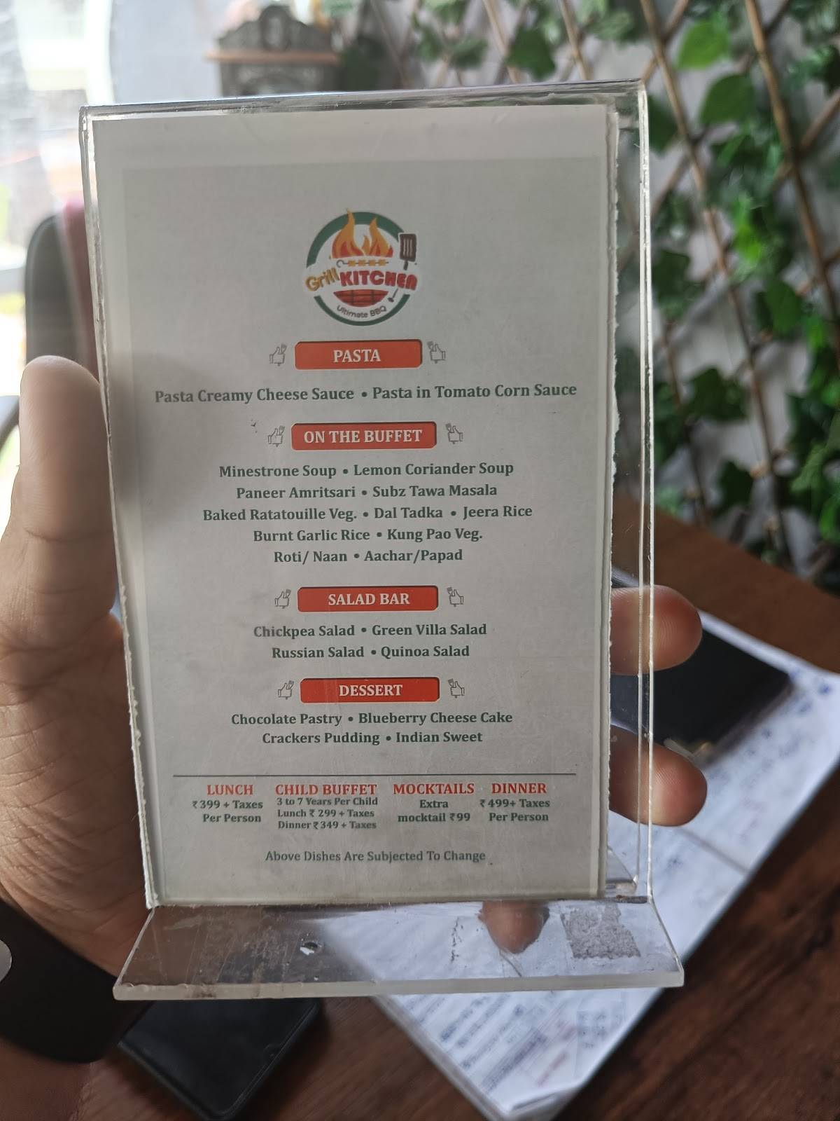 Menu at Grill Kitchen, Vadodara, 3rd floor C.C. Patel Square nr ...