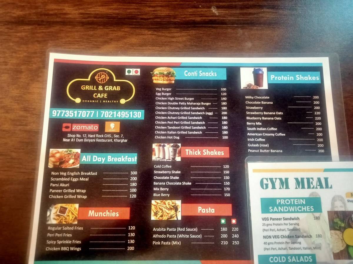 Menu at Grill & Grab Café, Navi Mumbai