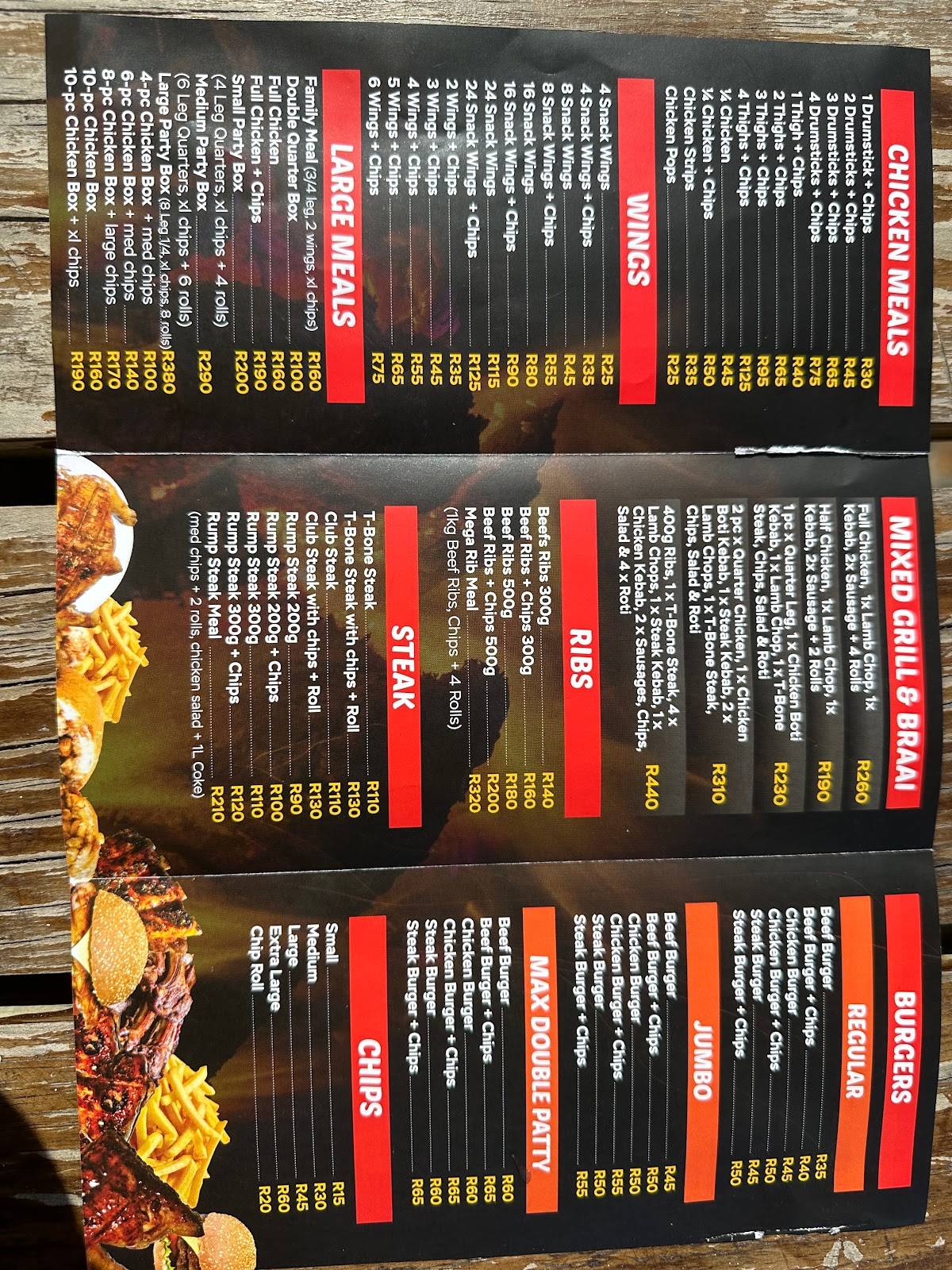 Menu at Grill & braai restaurant, Cape Town, 580 Lansdowne Rd