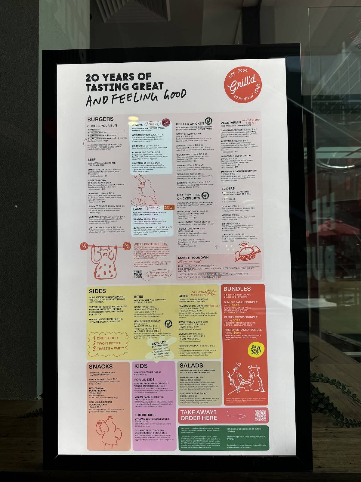Menu at Grill'd World Square restaurant, Sydney, 58