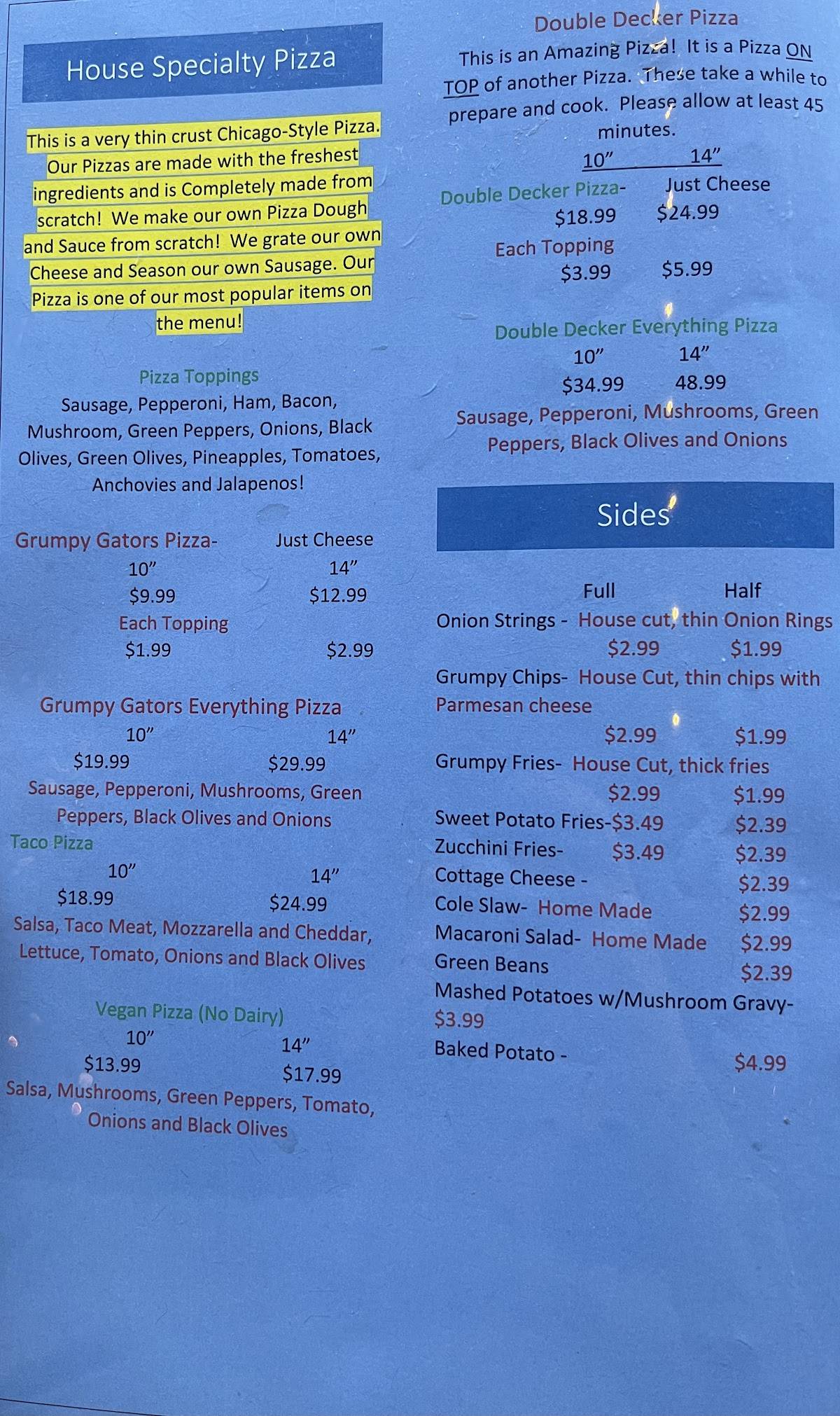 Menu at Grumpy Gators Bar & Grill, Homosassa
