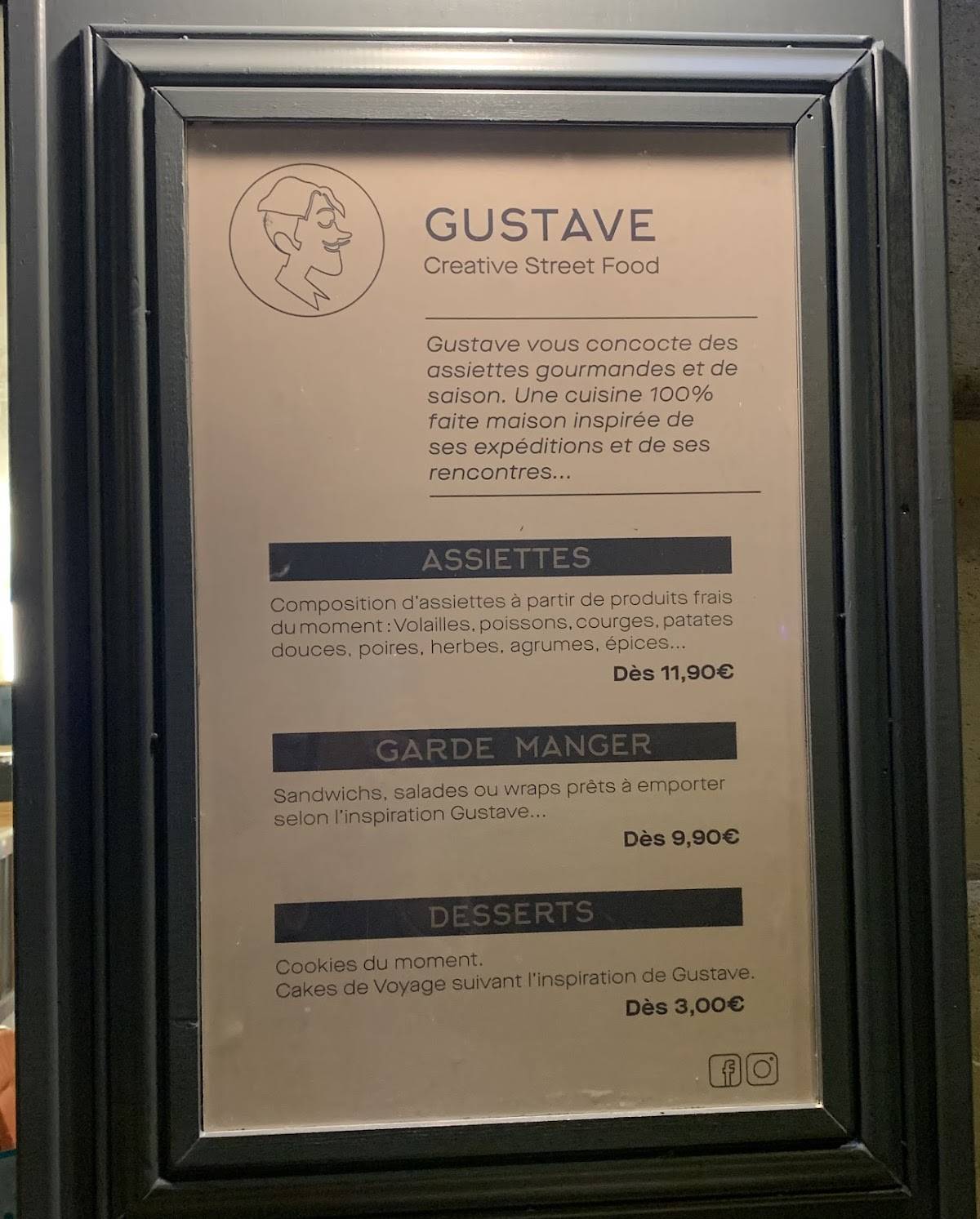Menu au Gustave - Creative Street-Food restaurant, Bordeaux