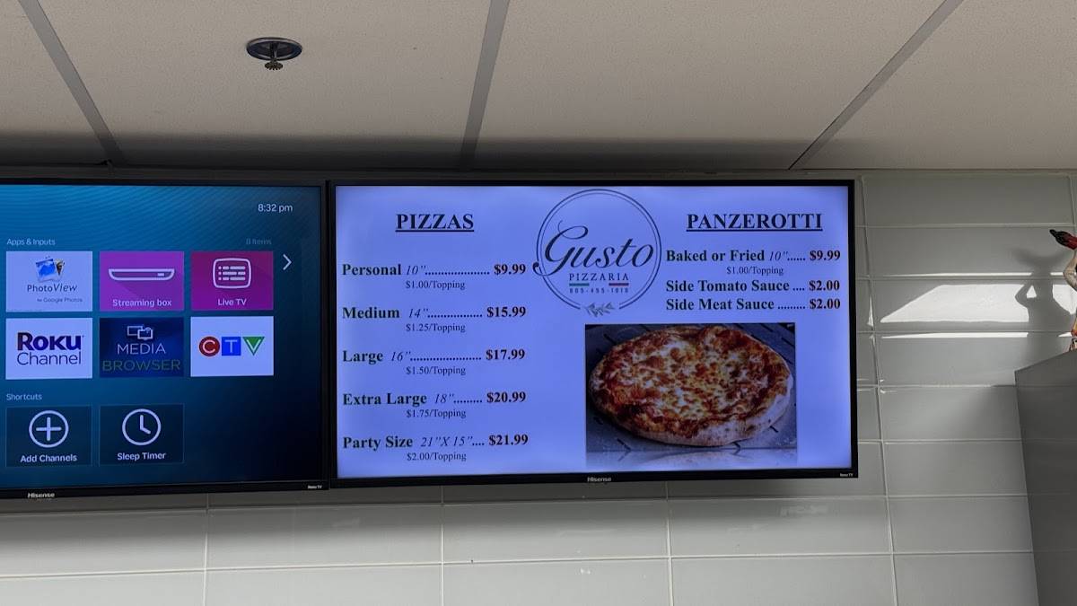 Menu at Gusto Pizzaria Inc pizzeria, Brampton, 247 Queen St E
