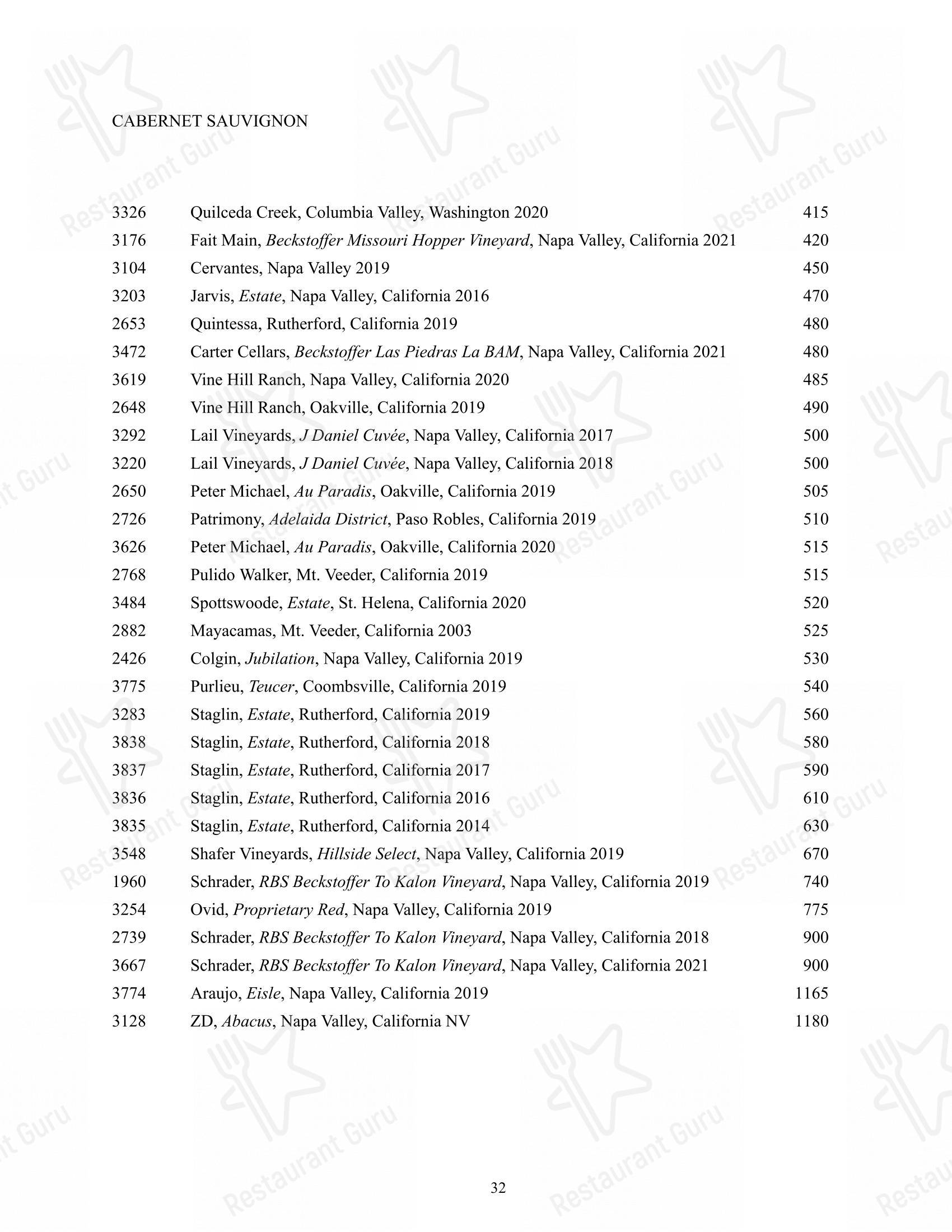 Menu at H&W Steakhouse, Norcross