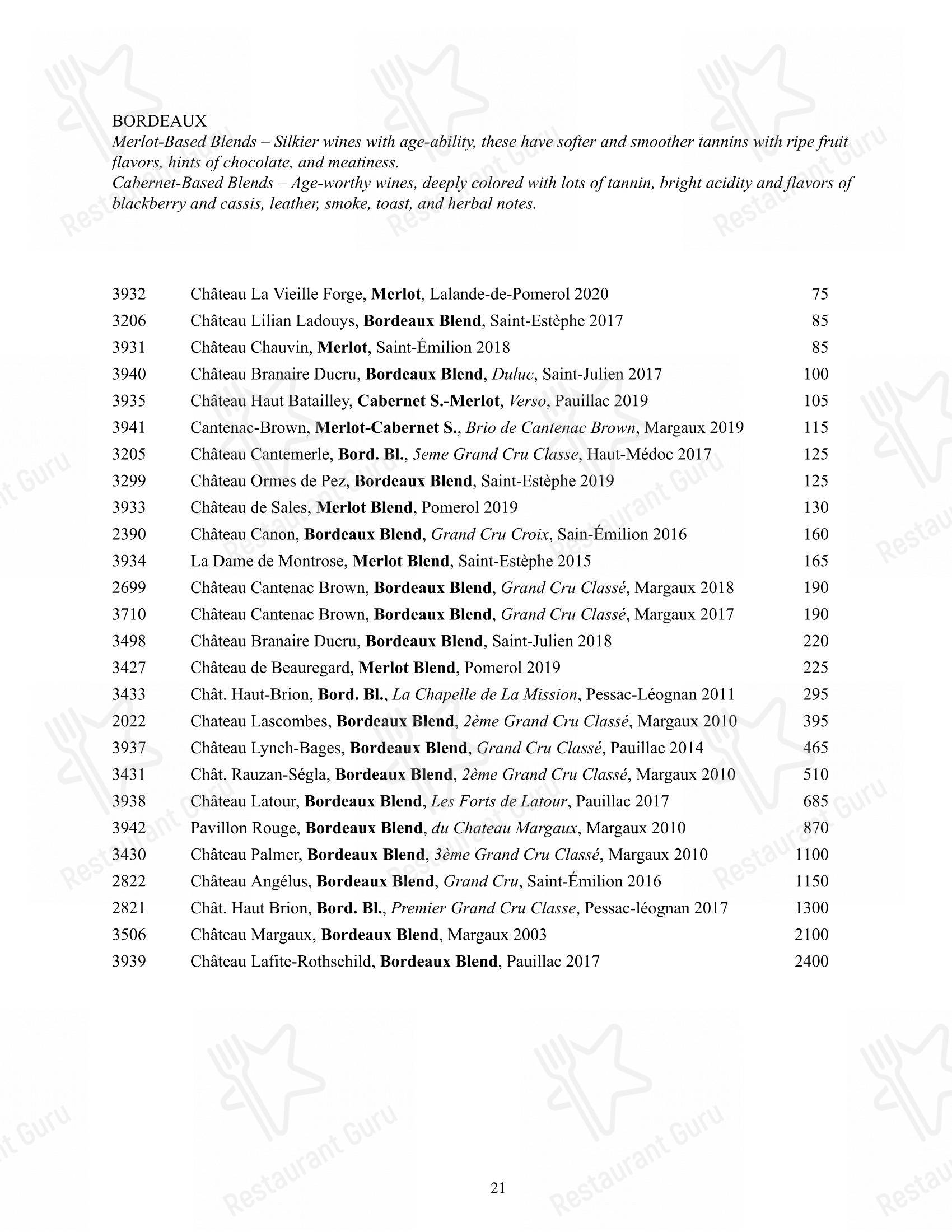 Menu at H&W Steakhouse, Norcross