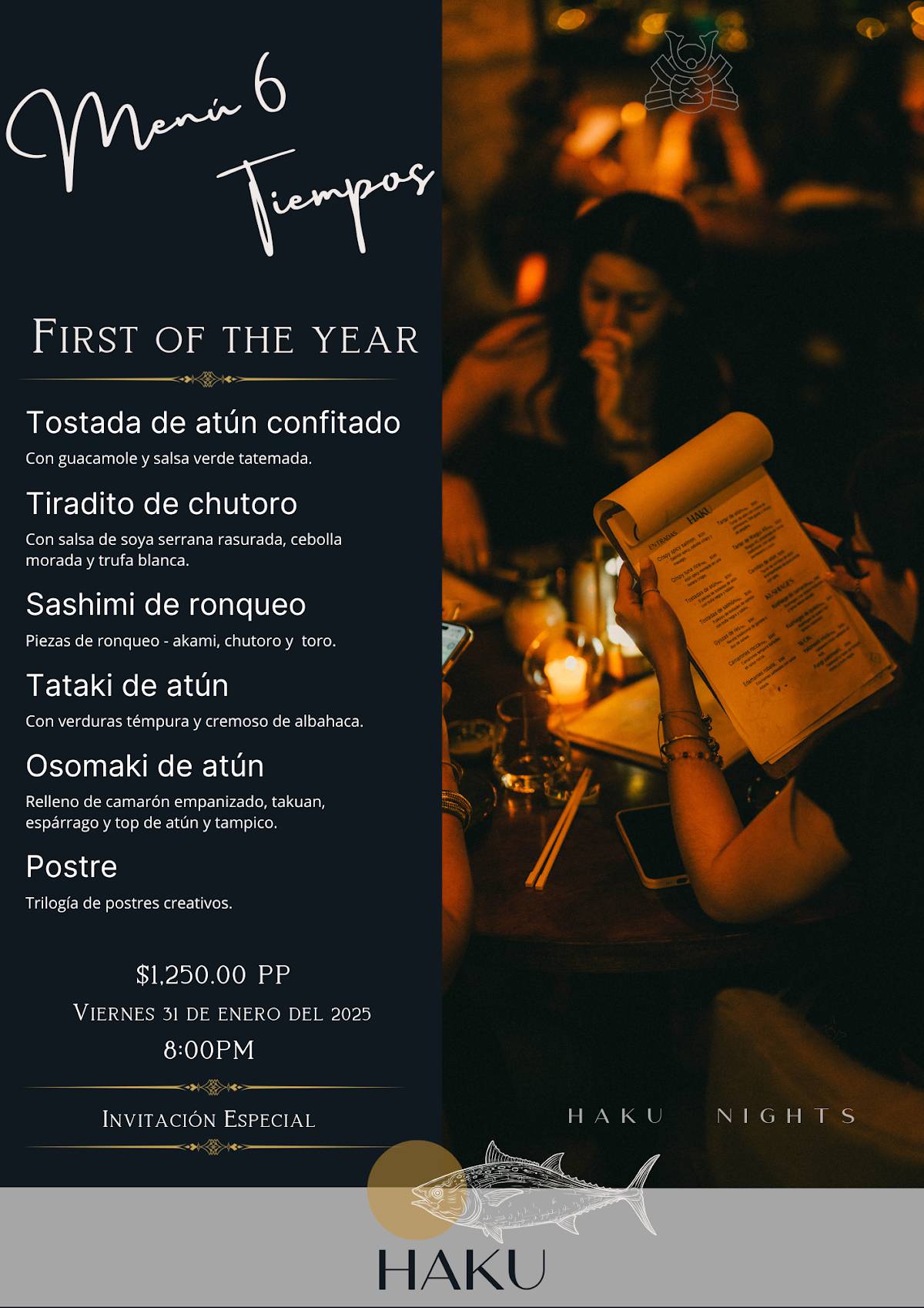 Carta de Haku Nikkei & Bar, Villahermosa