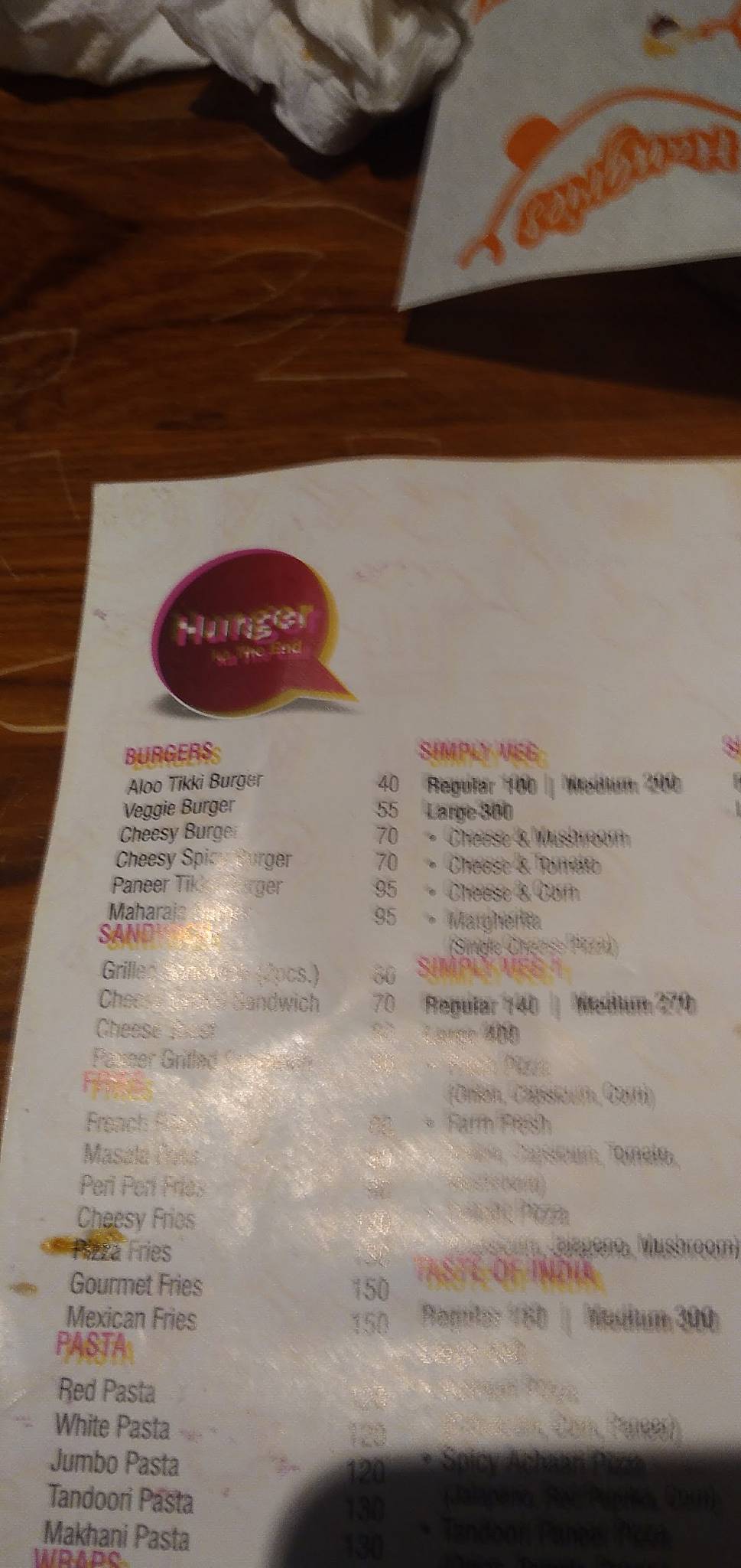 Menu at HANGRIES PANIPAT, Panipat
