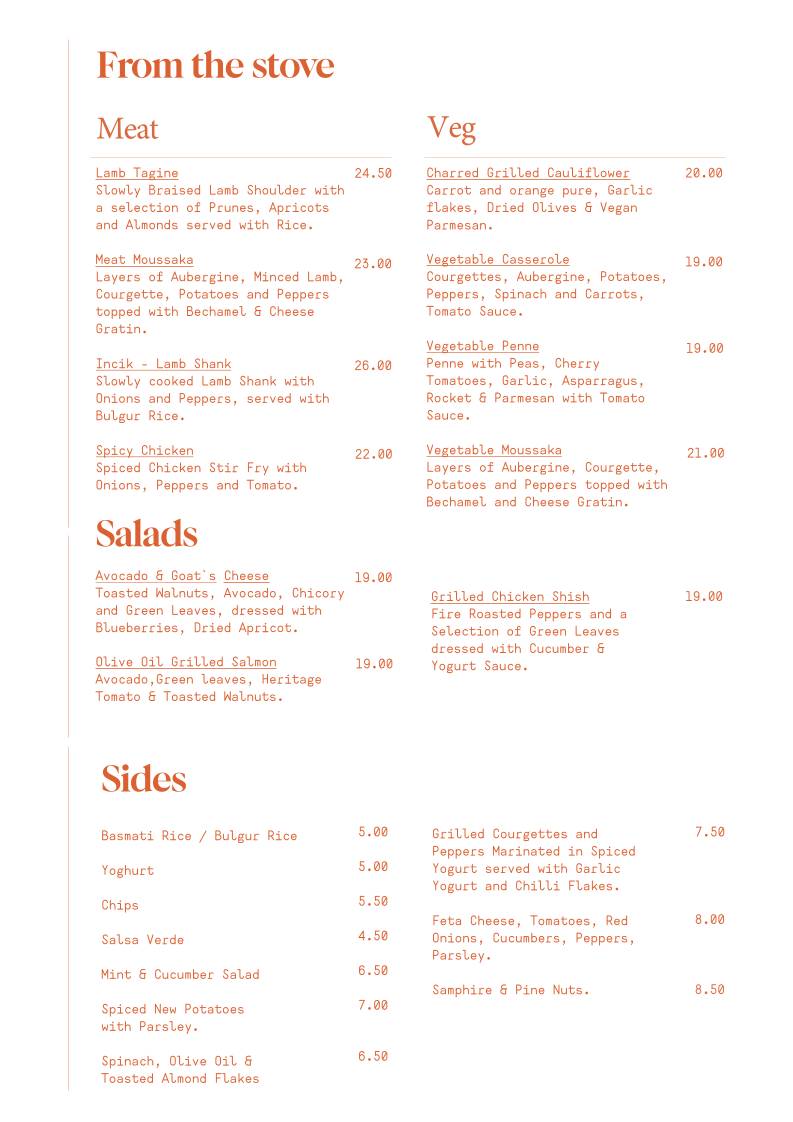 Menu at HAZ Plantation Place restaurant, London, 6 Mincing Ln.