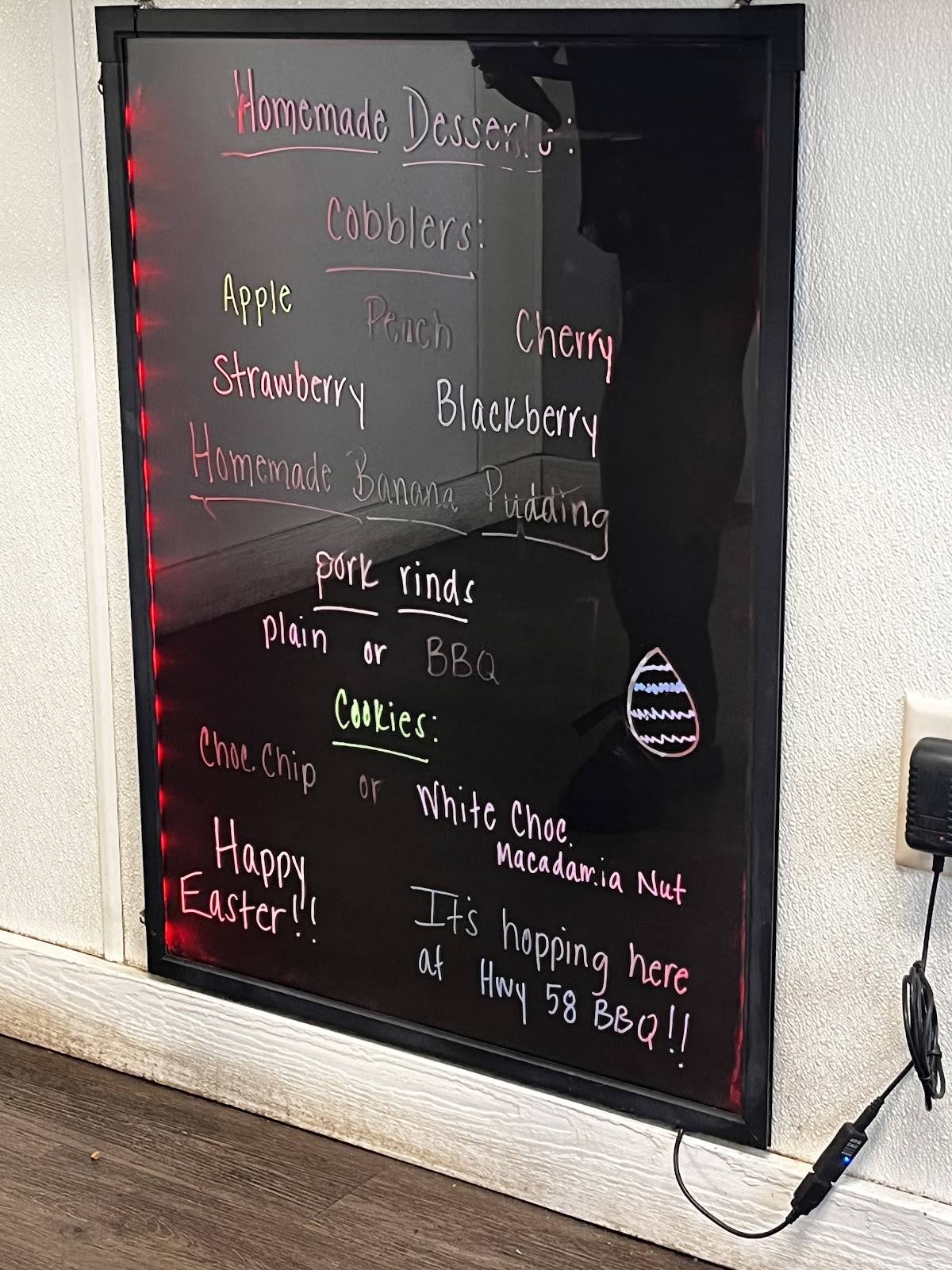 Menu at HWY 58 BBQ, Chattanooga