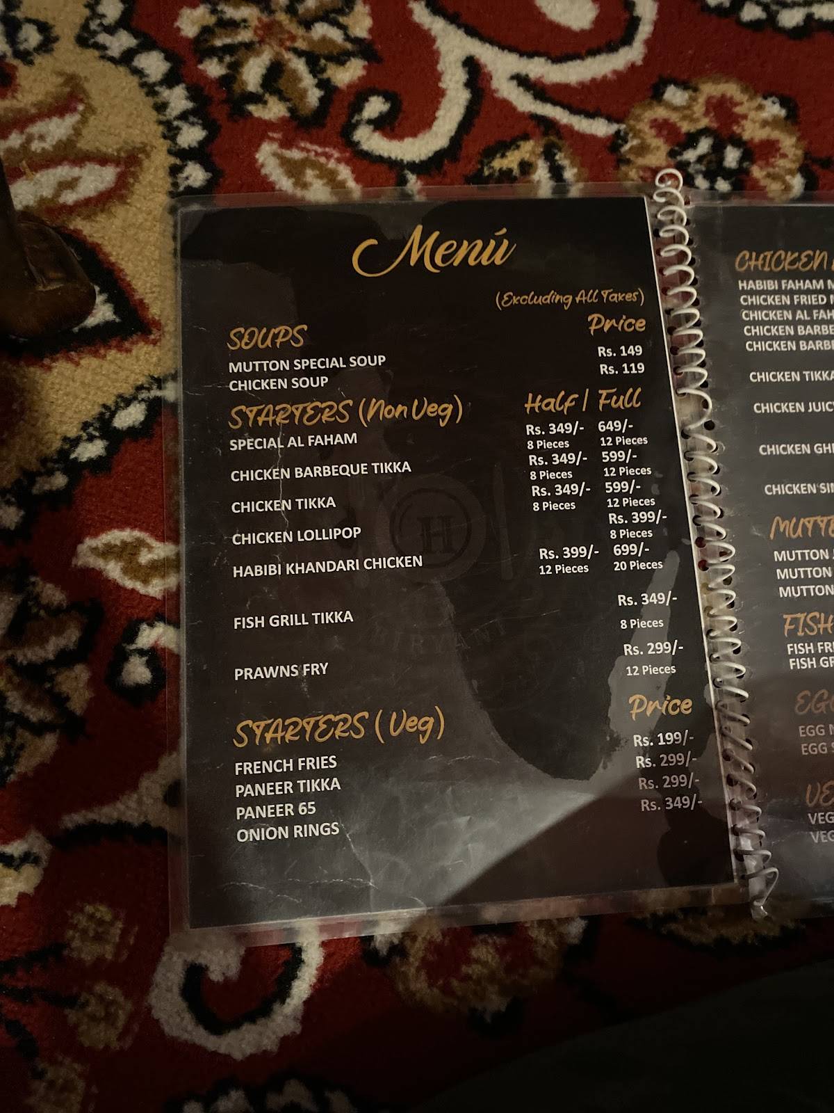 Menu at Habibi Mandi & Restaurant, Madhapur, Hyderabad