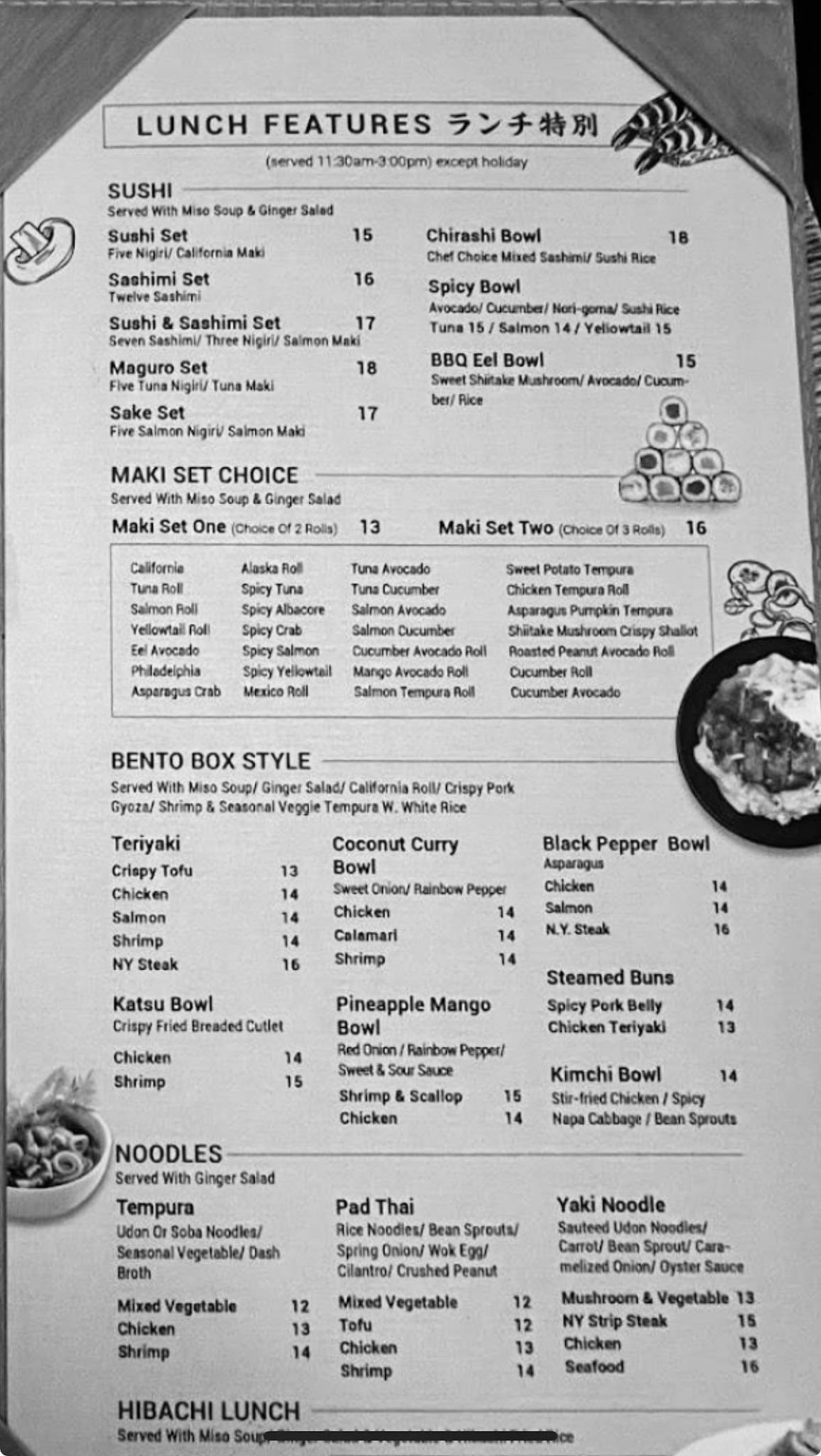 Menu at Hachi restaurant, Chalfont