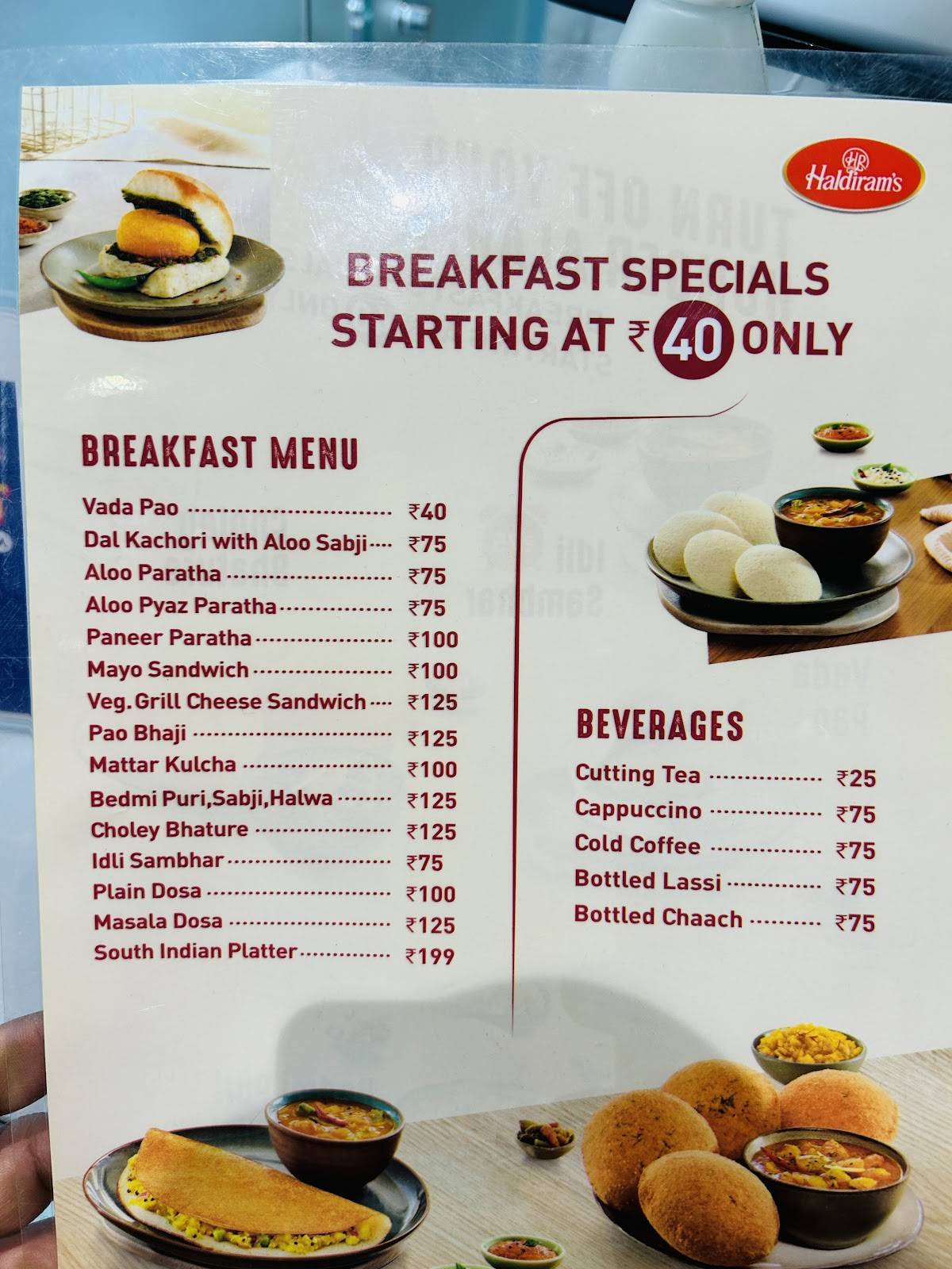Menu at Haldiram's - Saket, New Delhi, PVR Anupam Saket