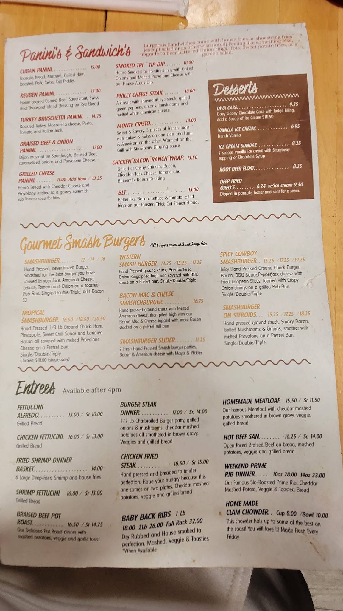 Menu at Hale's Tavern steakhouse, Hermiston