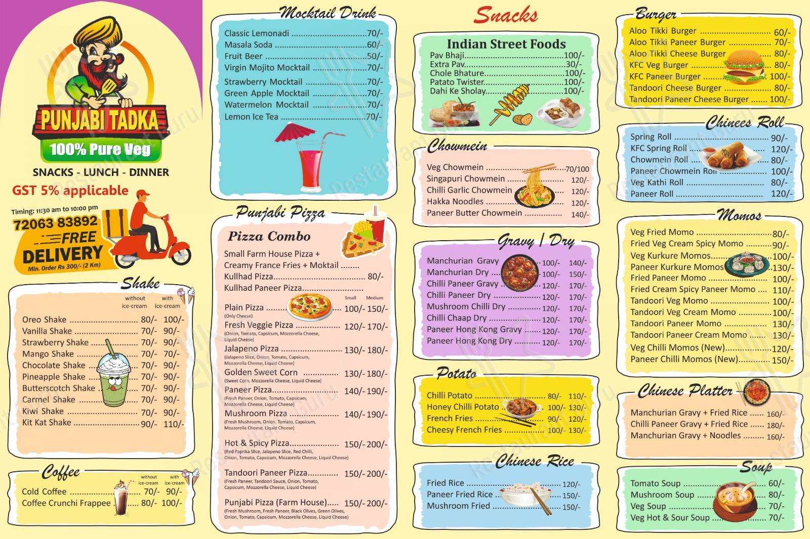 Menu at Punjabi Tadka, Haley Mandi