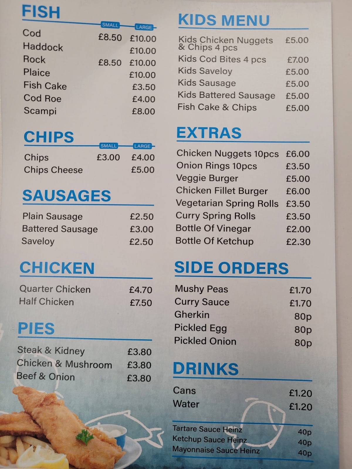Menu at Hamsey's Green Fish Bar, Warlingham
