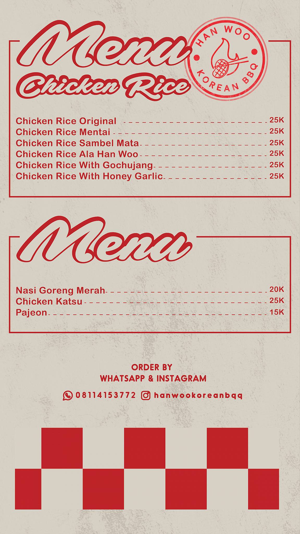 Carta de Han Woo Korean BBQ, Macasar
