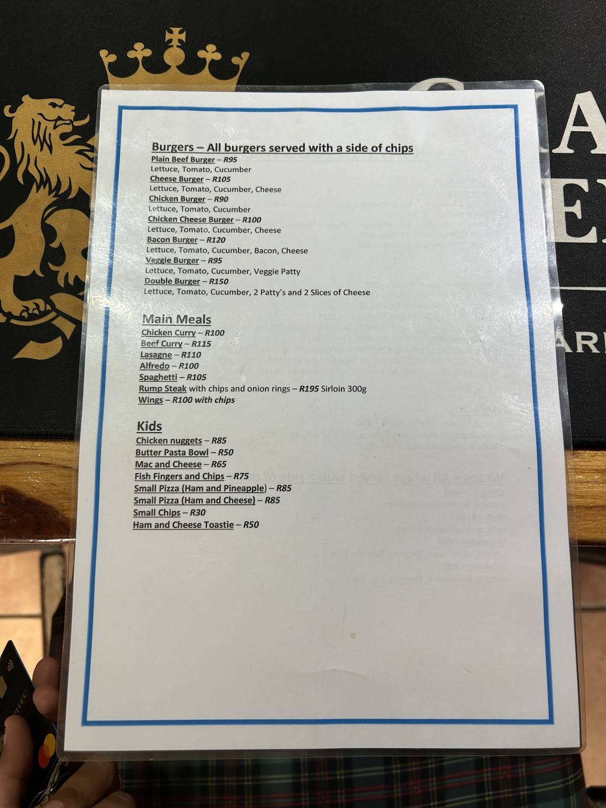 Menu at Happy Hogs Restaurant, Pub & Events Venue, Hogsback
