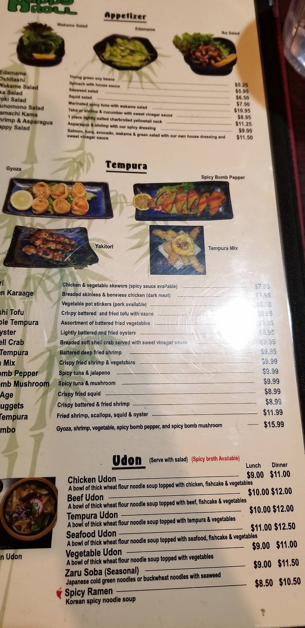 Menu at Happy Roll restaurant, Concord
