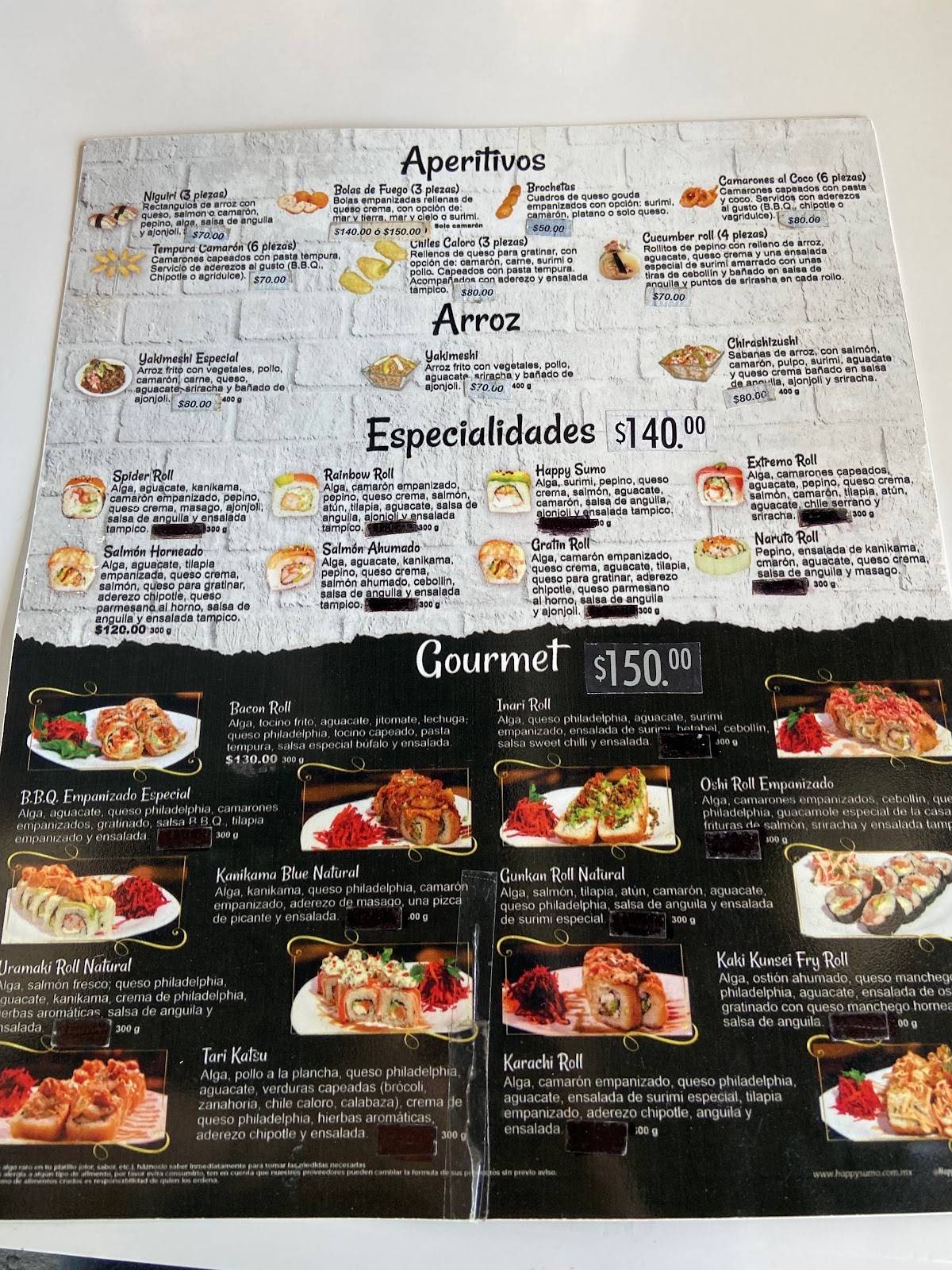 Carta del restaurante Happy sumo sushi place boulevard, Tepic, Blvd ...