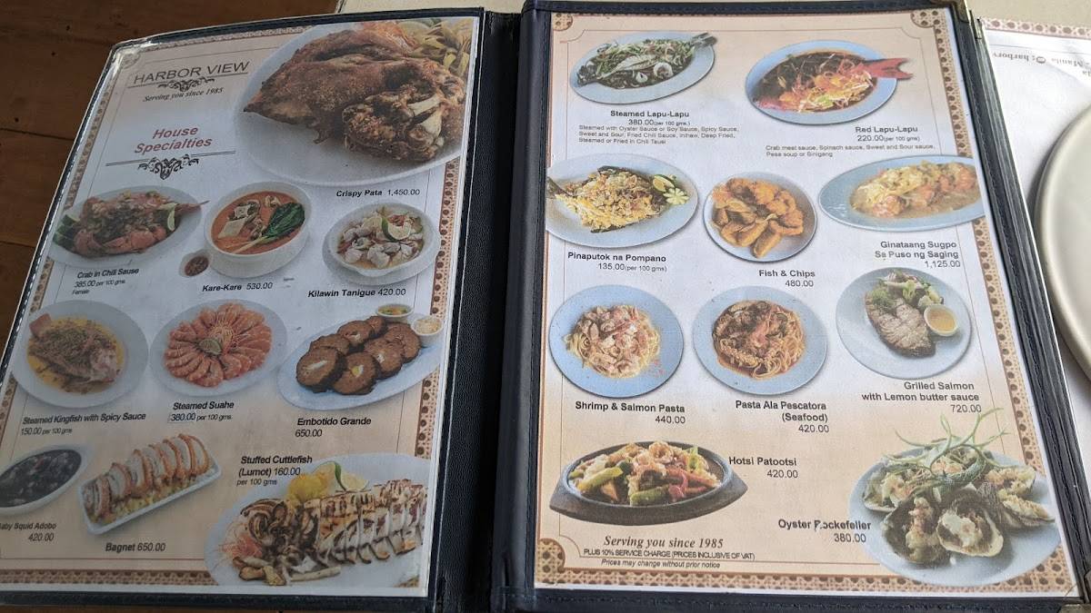 Menu at Harbor View Restaurant, Manila, South Dr