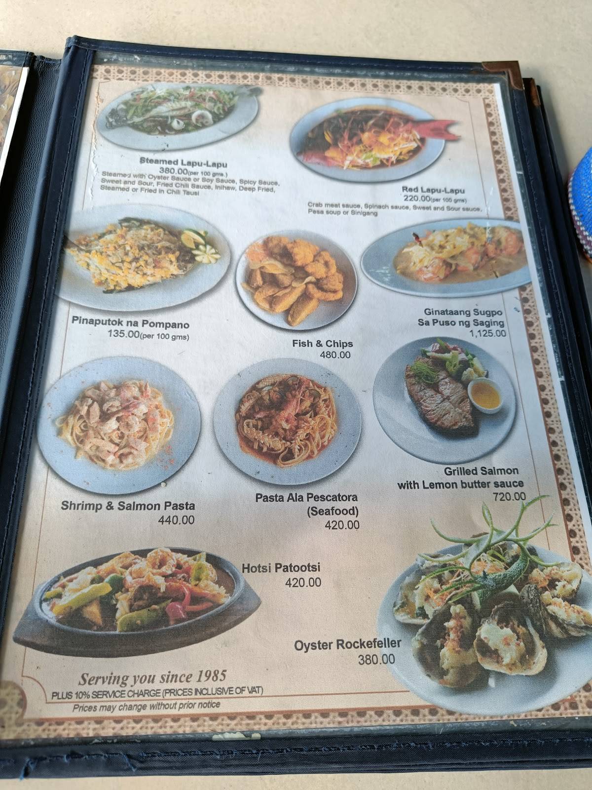 Menu at Harbor View Restaurant, Manila, South Dr