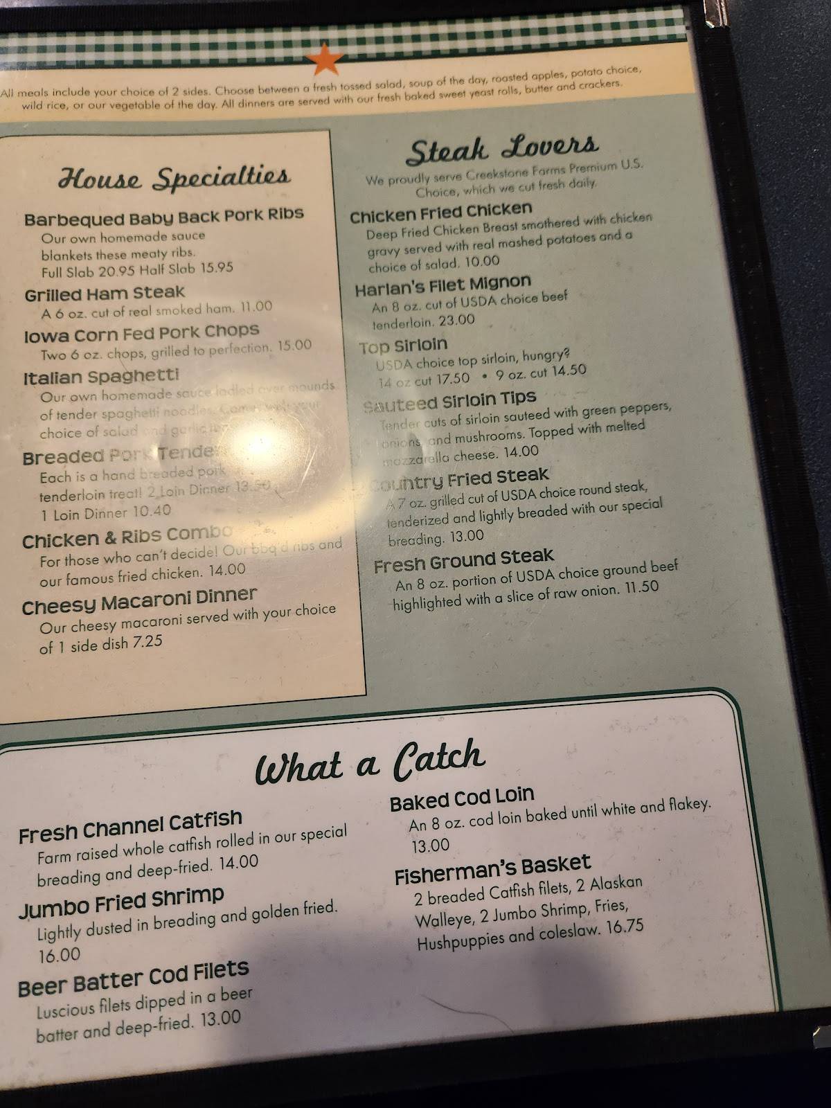Menu at Harlan's Fine Foods restaurant, Davenport