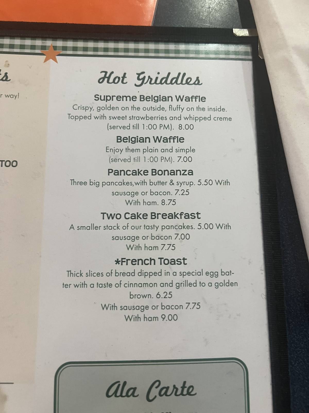 Menu at Harlan's Fine Foods restaurant, Davenport