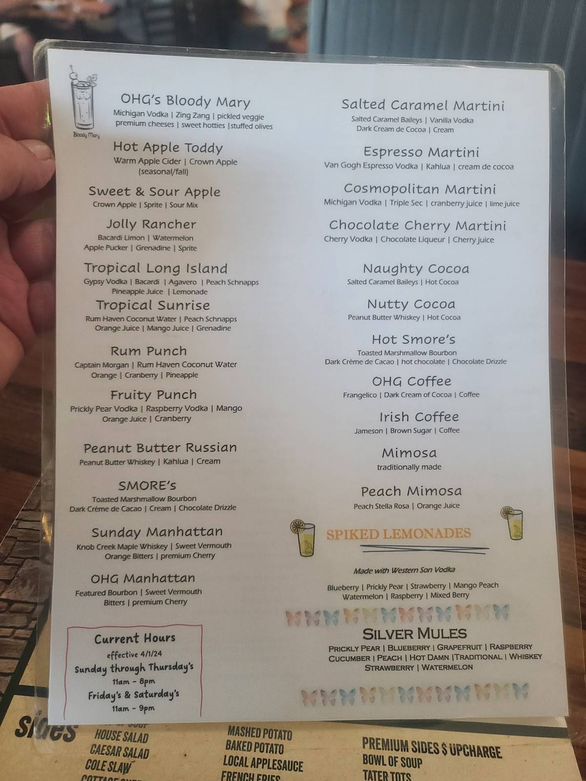 Menu at Open Hearth Grille & Bar, Hart