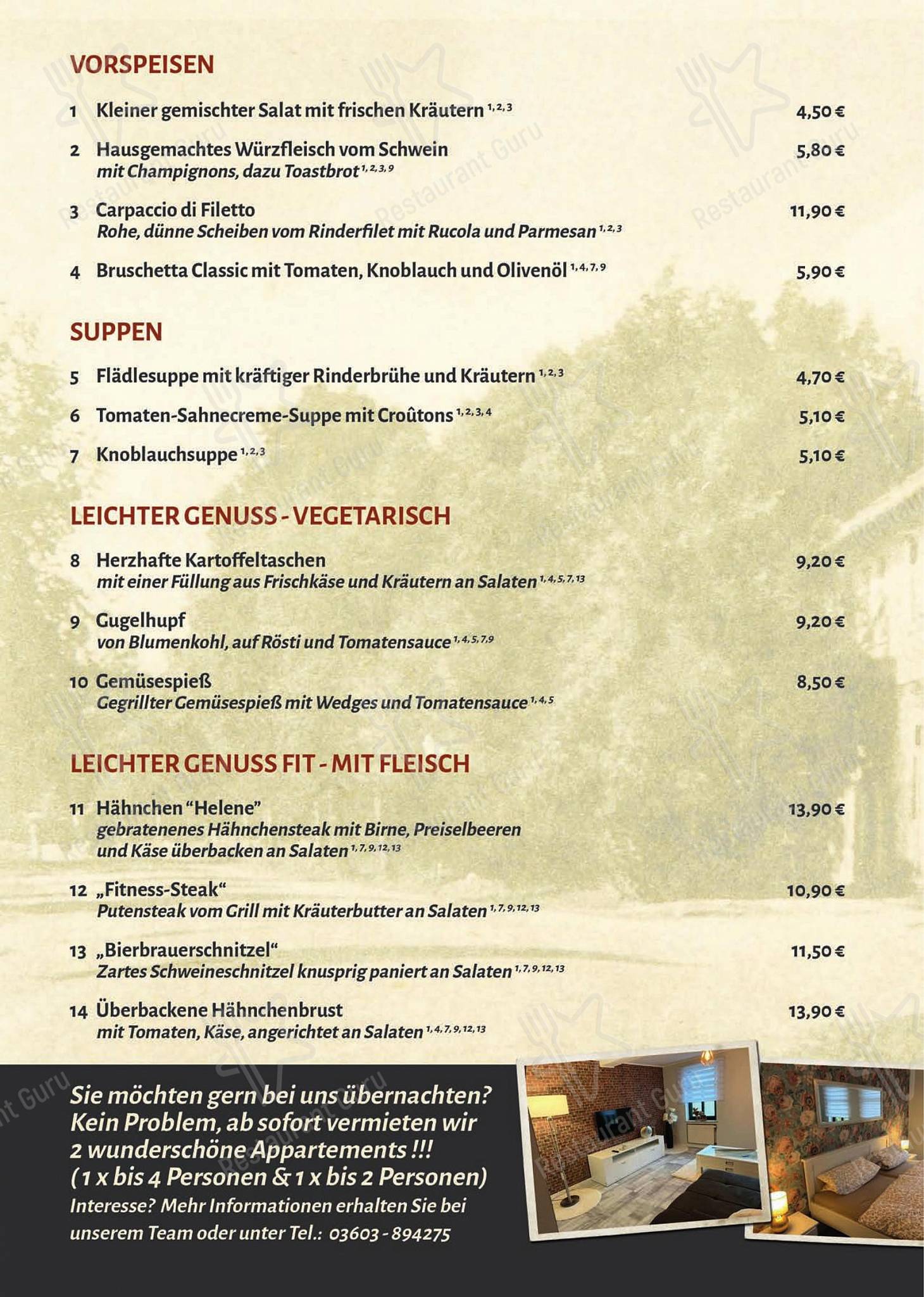 Speisekarte von Restaurant Harth-Haus, Bad Langensalza