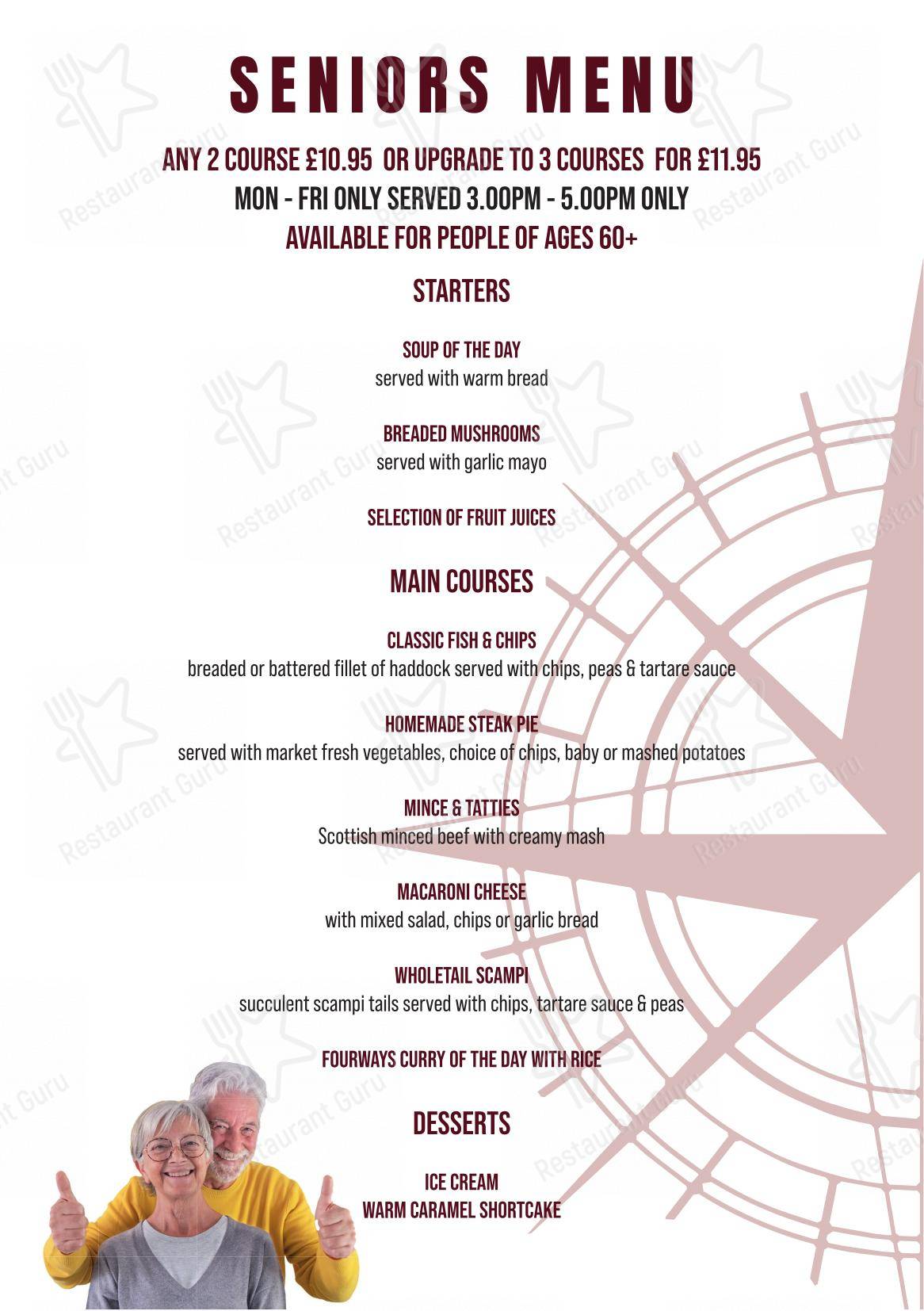 Menu at Hartys at the Fourways restaurant, Airdrie