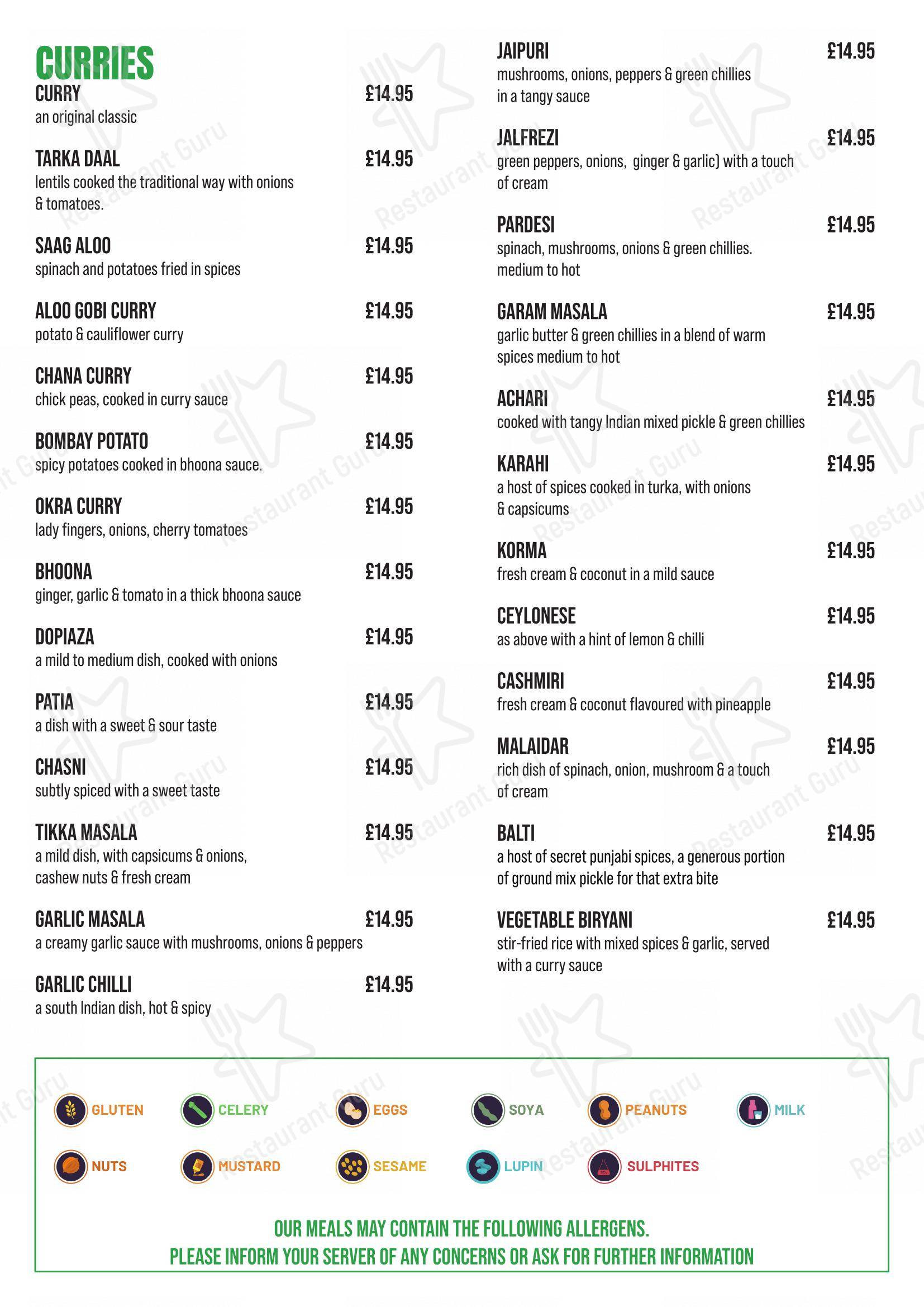 Menu at Hartys at the Fourways restaurant, Airdrie