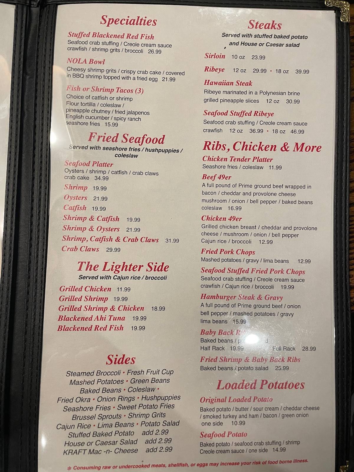 Menu at Chesterfield's pub & bar, Hattiesburg