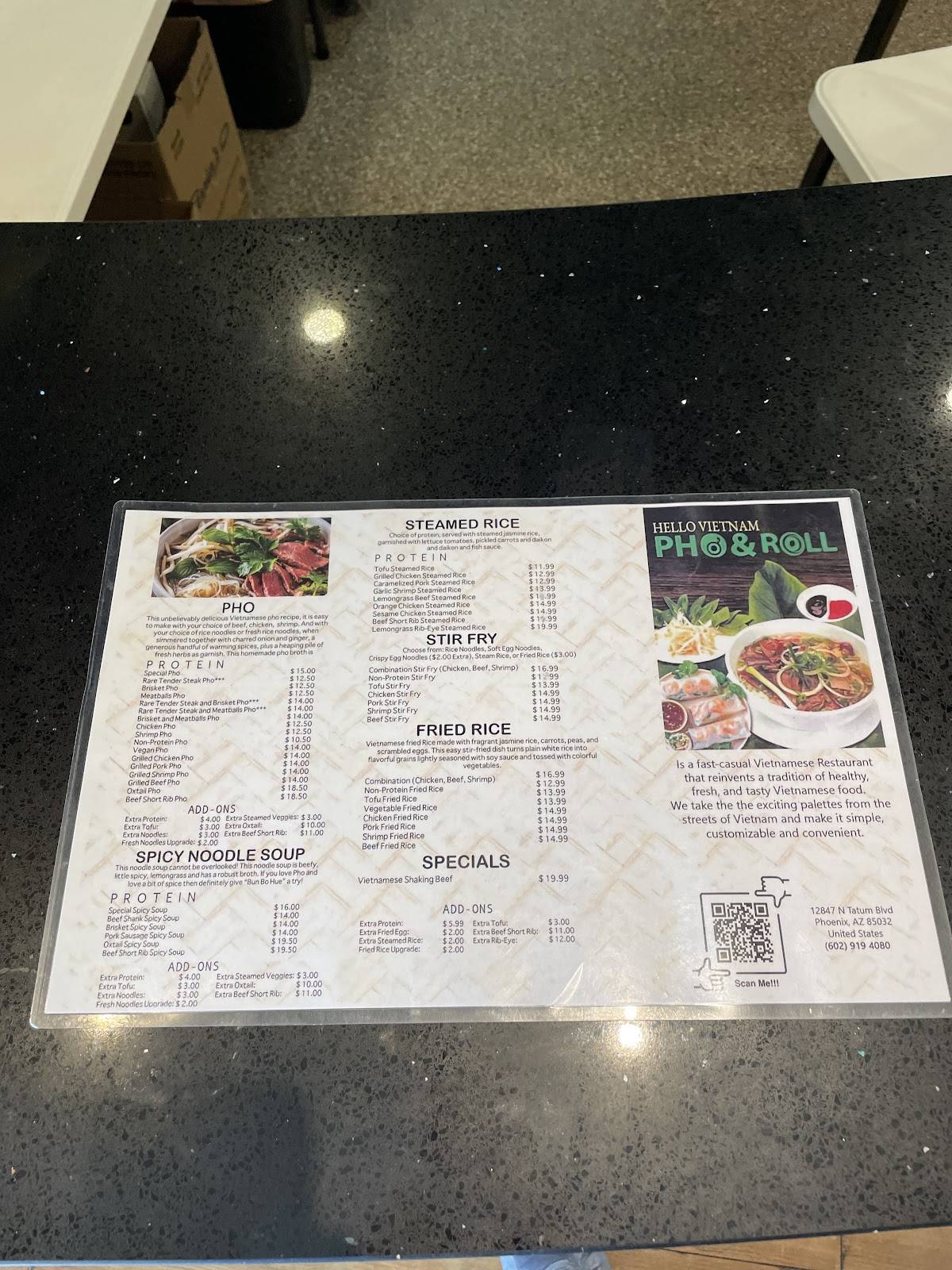 Carta del restaurante Hello Vietnam Pho & Roll - Tatum, Phoenix