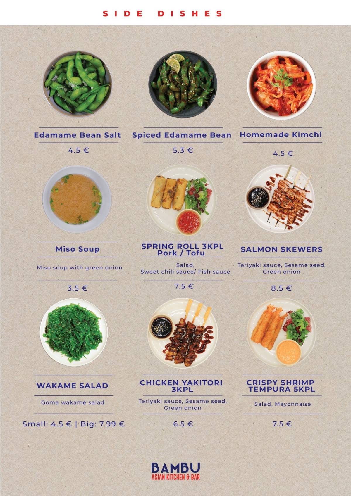 Carta de BAMBU Asian Kitchen & Bar, Helsinki, Helsinginkatu 4b
