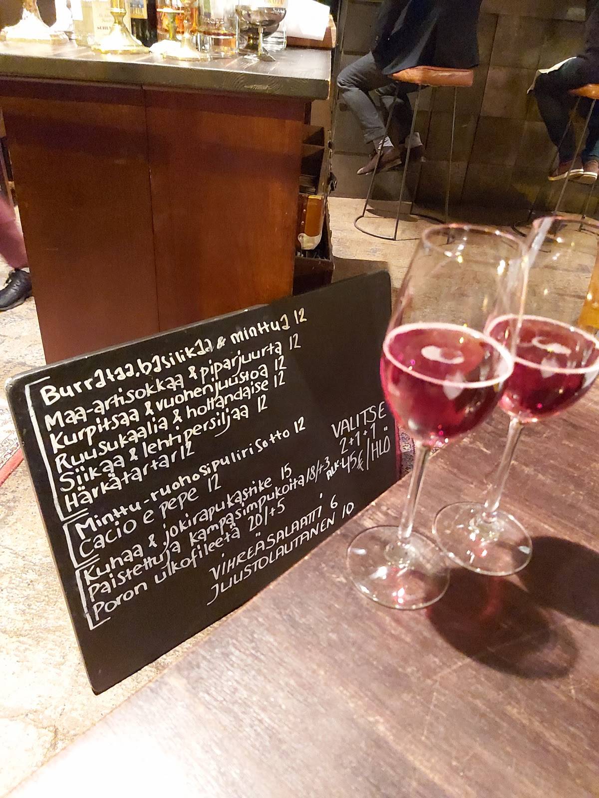 Menu at Baskeri & Basso restaurant, Helsinki