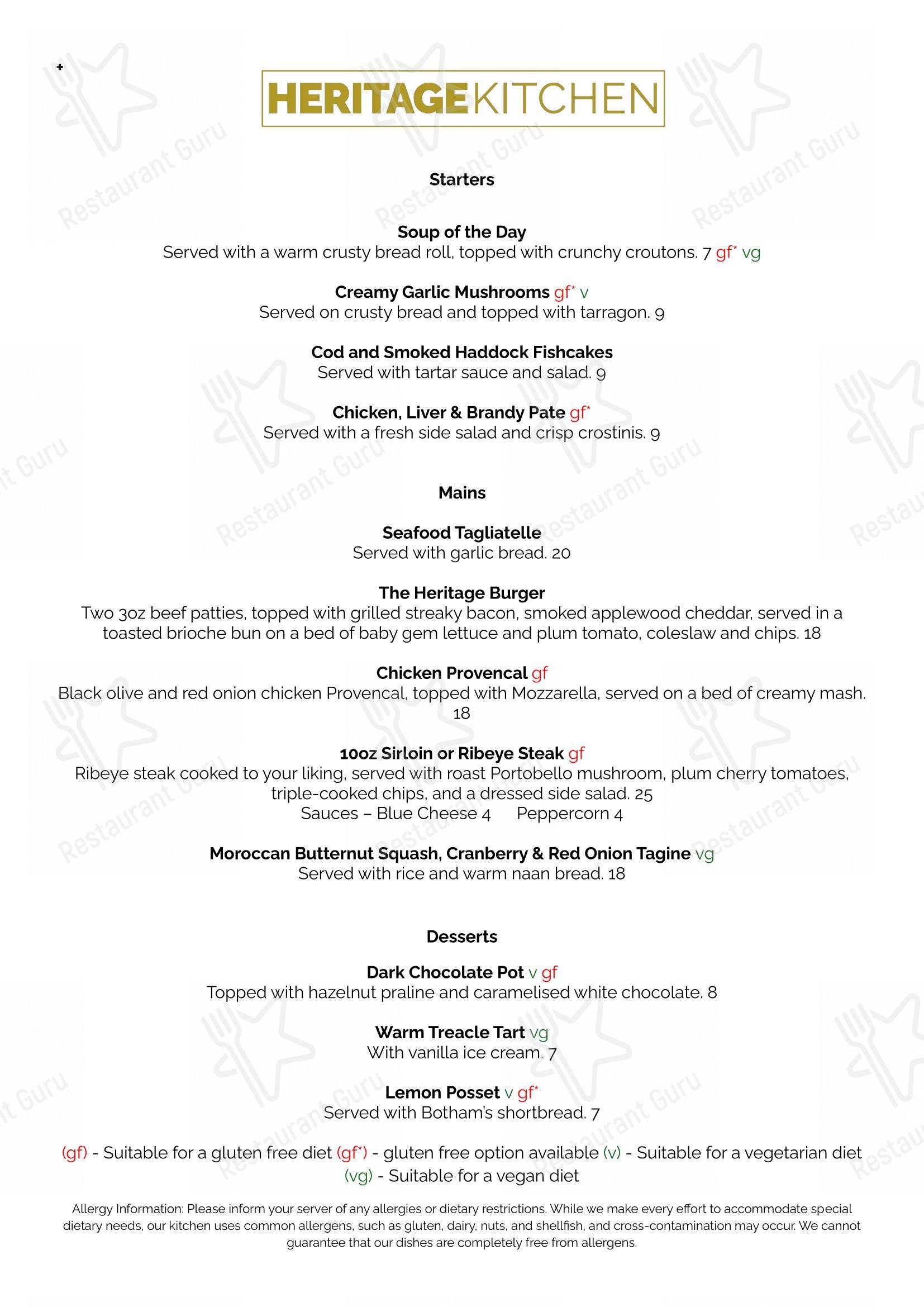 Menu at Bagdale Hall Hotel restaurant, Whitby