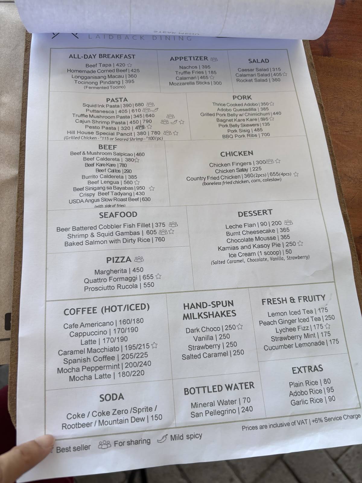 Menu at Hill House Dining restaurant, Antipolo