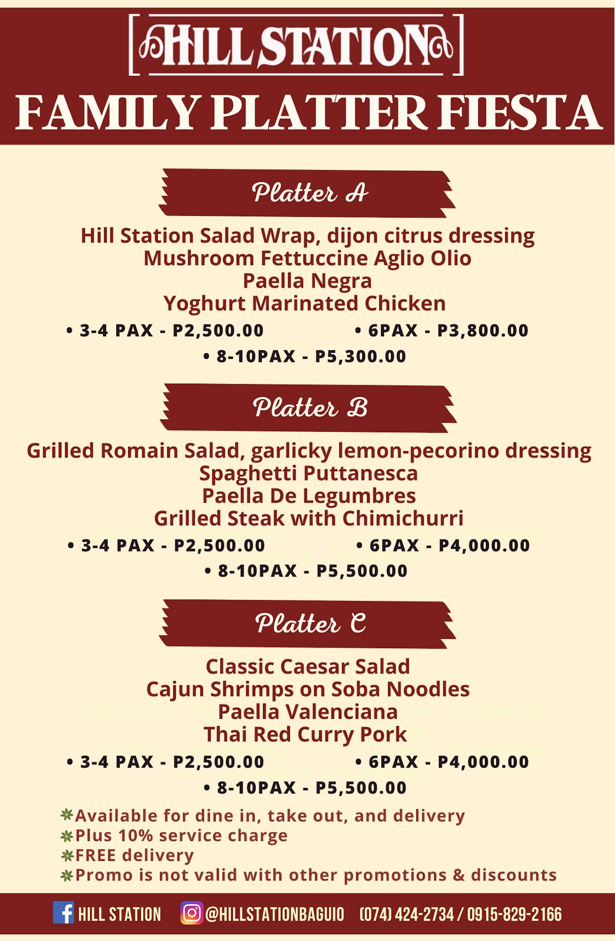 Menu at Hill Station restaurant, Baguio, Casa Vallejo