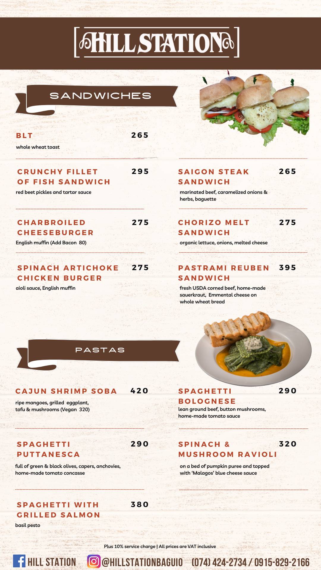 Menu at Hill Station restaurant, Baguio, Casa Vallejo