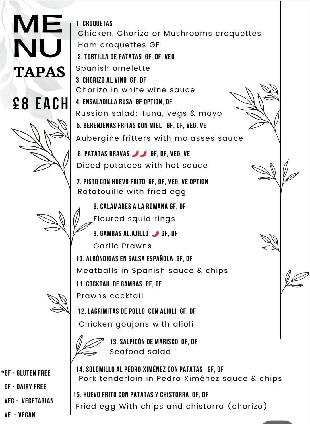 Menu at Hispania tasty by Mavi restaurant, Saltash