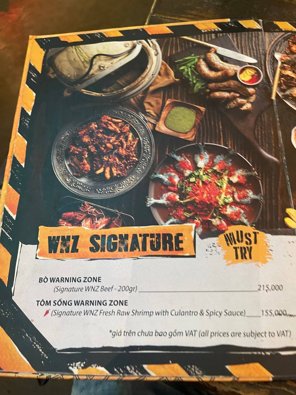 Carta del restaurante Warning Zone Garden, Ciudad Ho Chi Minh (Saigón)