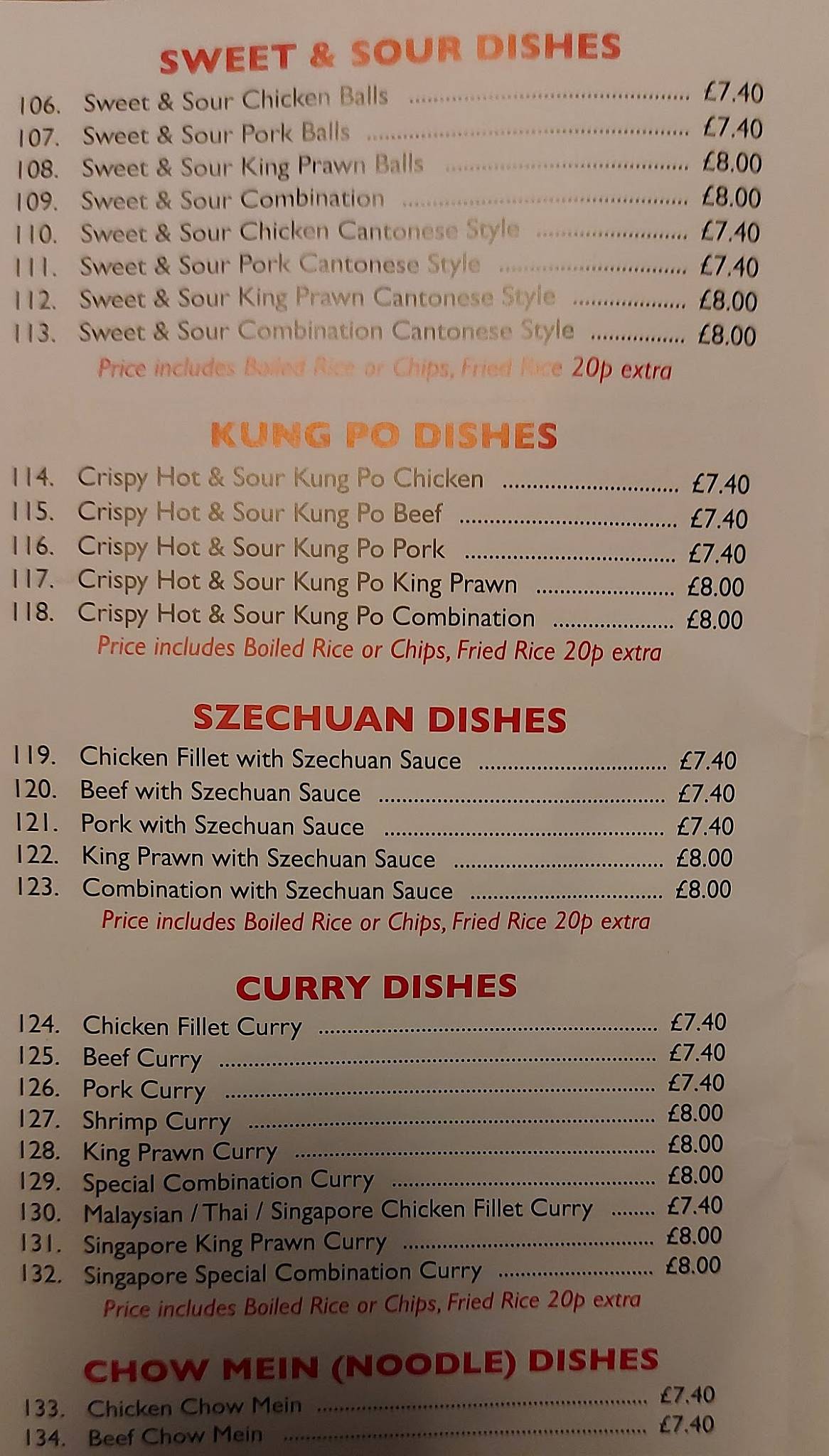 Menu at Ho Wah restaurant, Antrim