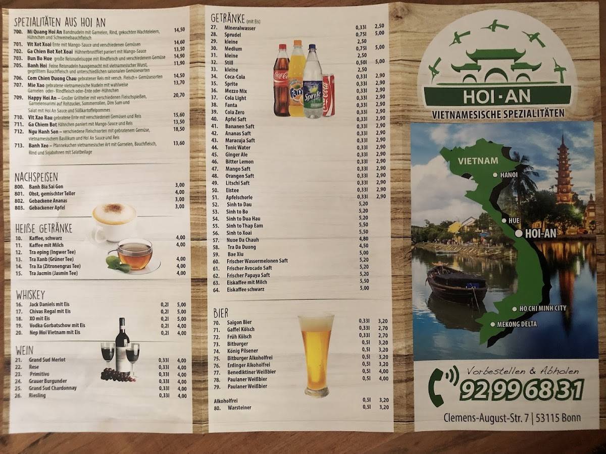 Speisekarte von Hoi-An restaurant, Bonn