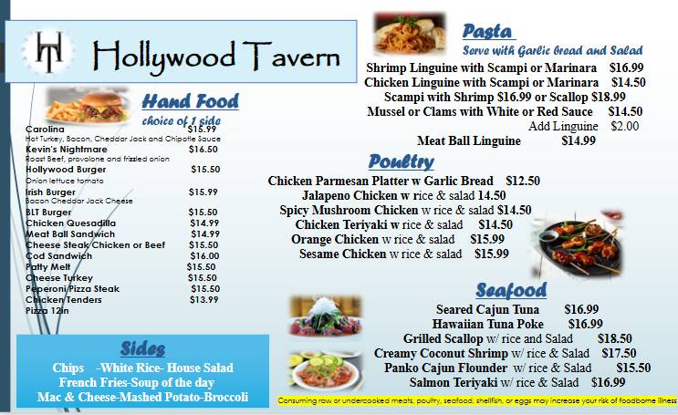 Menu at Hollywood Tavern pub & bar, Rockledge, 700 Huntingdon Pike