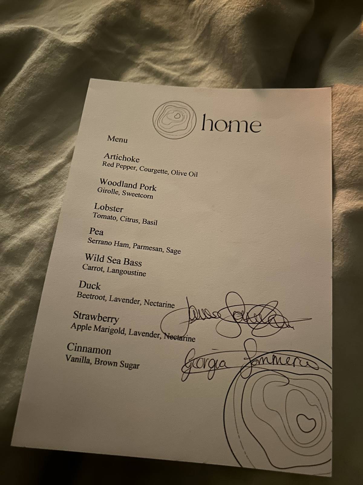 Menu at Home restaurant, Penarth