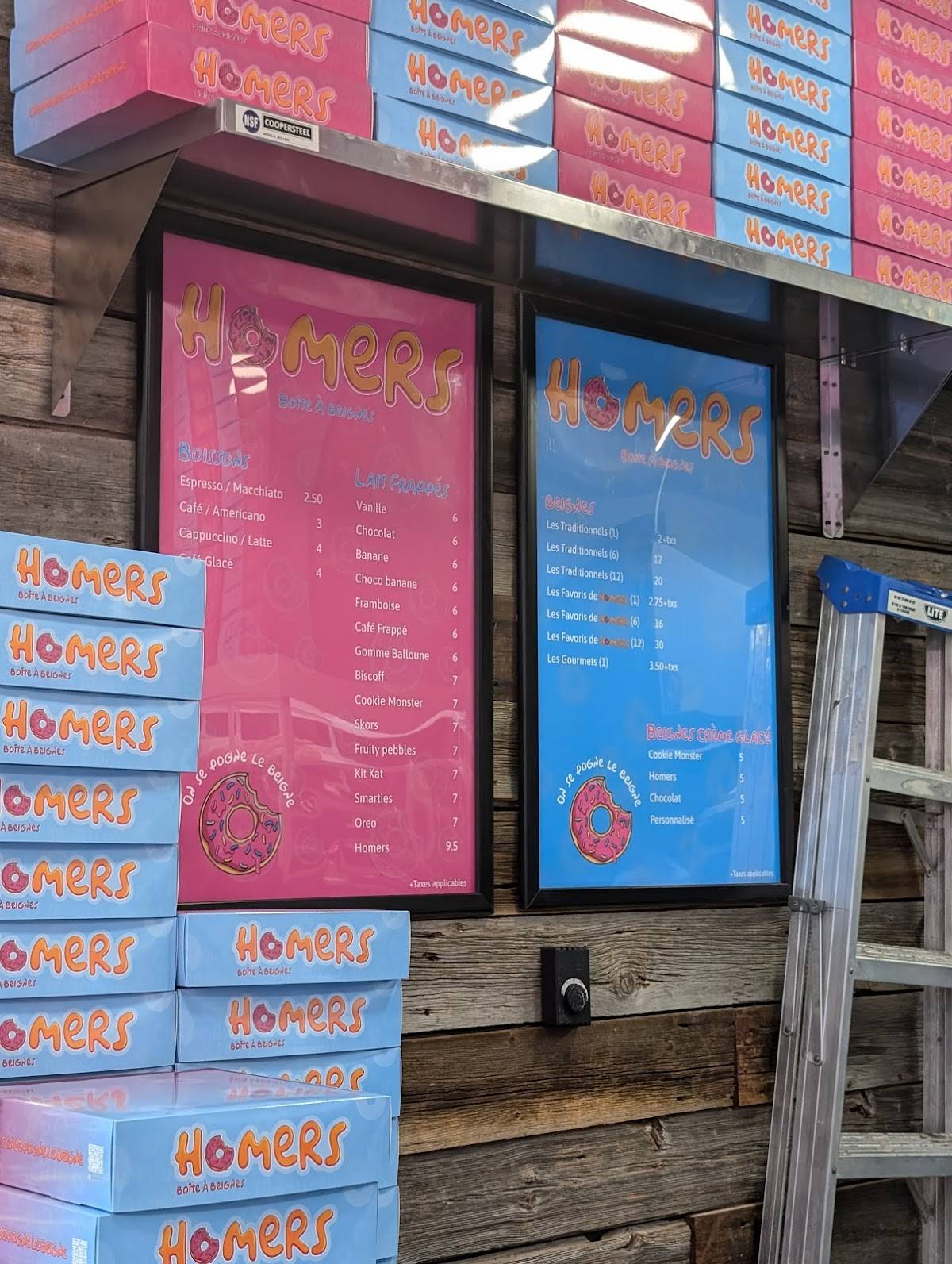 Menu at Homer's Donuts, Montréal